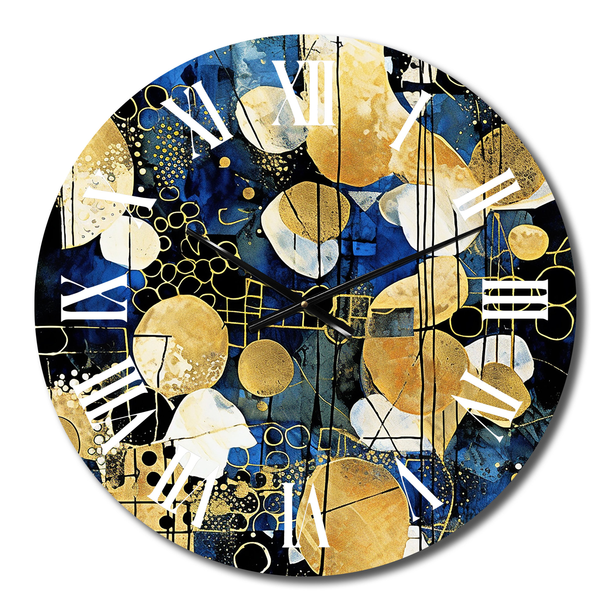 Design Art Abstract Pattern With Blue & Golden Textures XXI Metal Wall ...