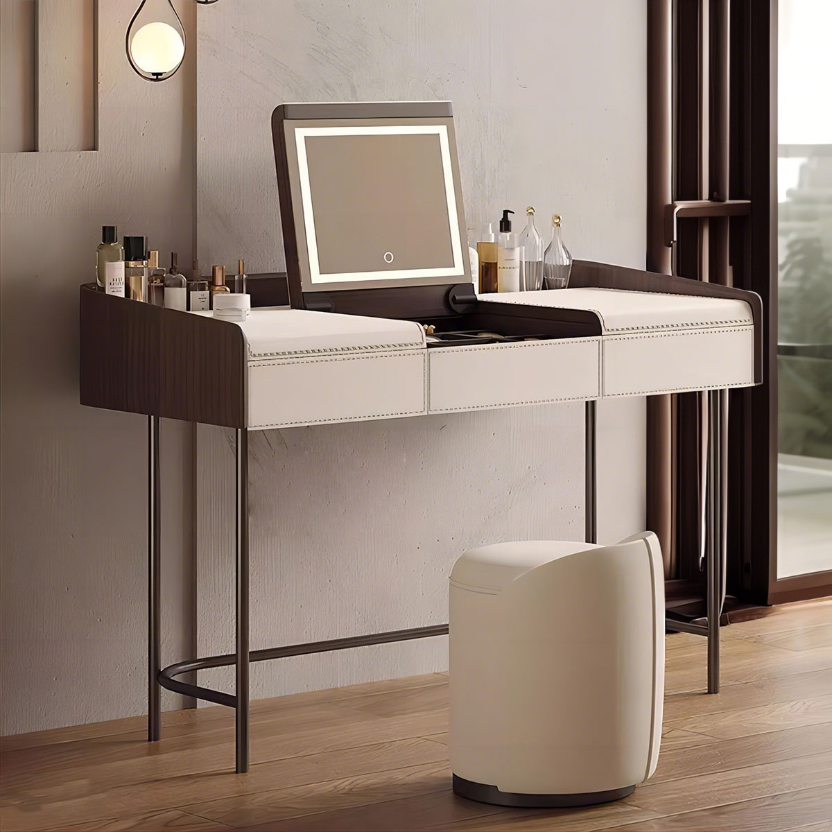 Orren Ellis Minimalism Vanity and Dresser Combination With Hd LED ...