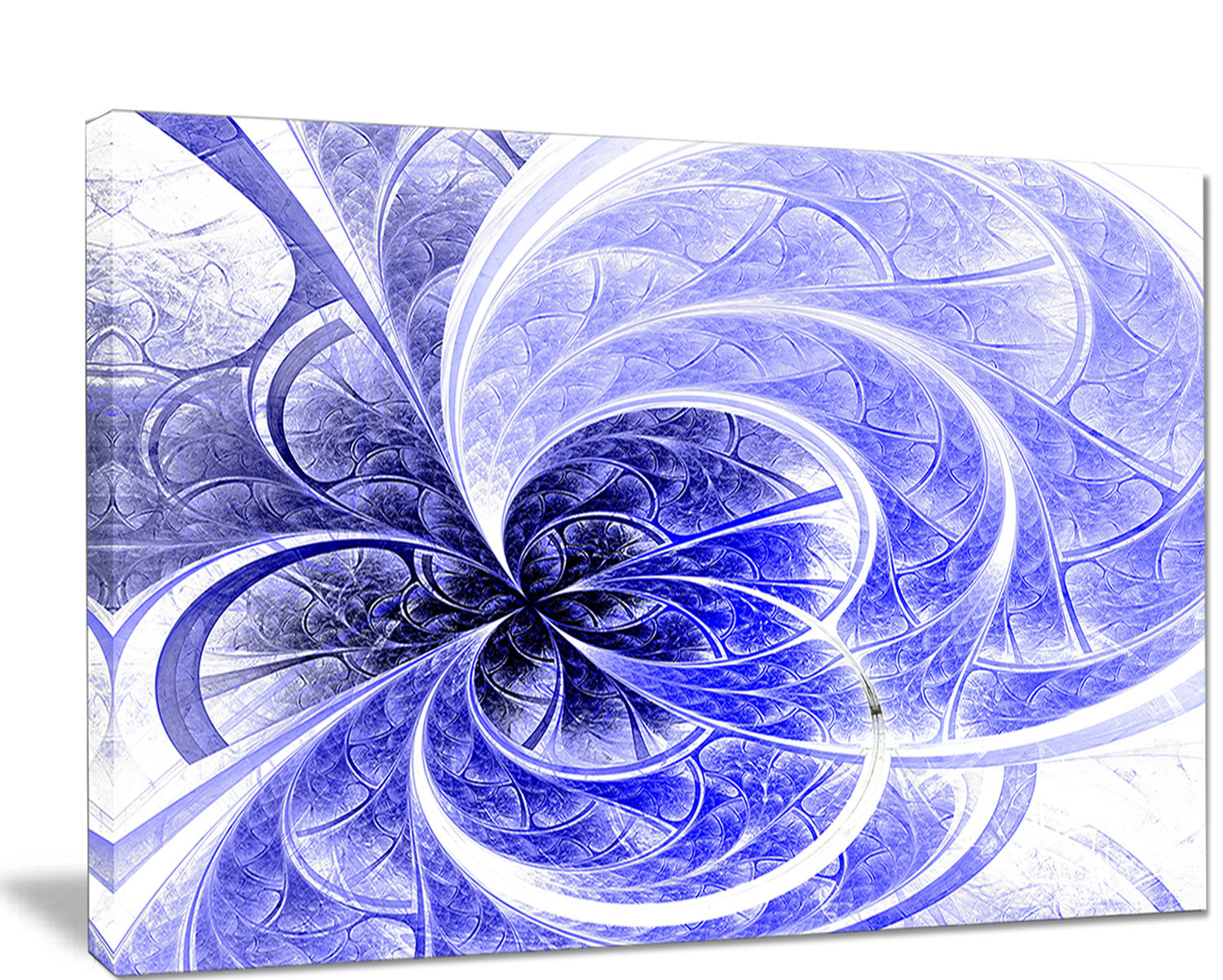 Design Art Blue Light Fractal Flower Pattern - Wrapped Canvas Graphic ...