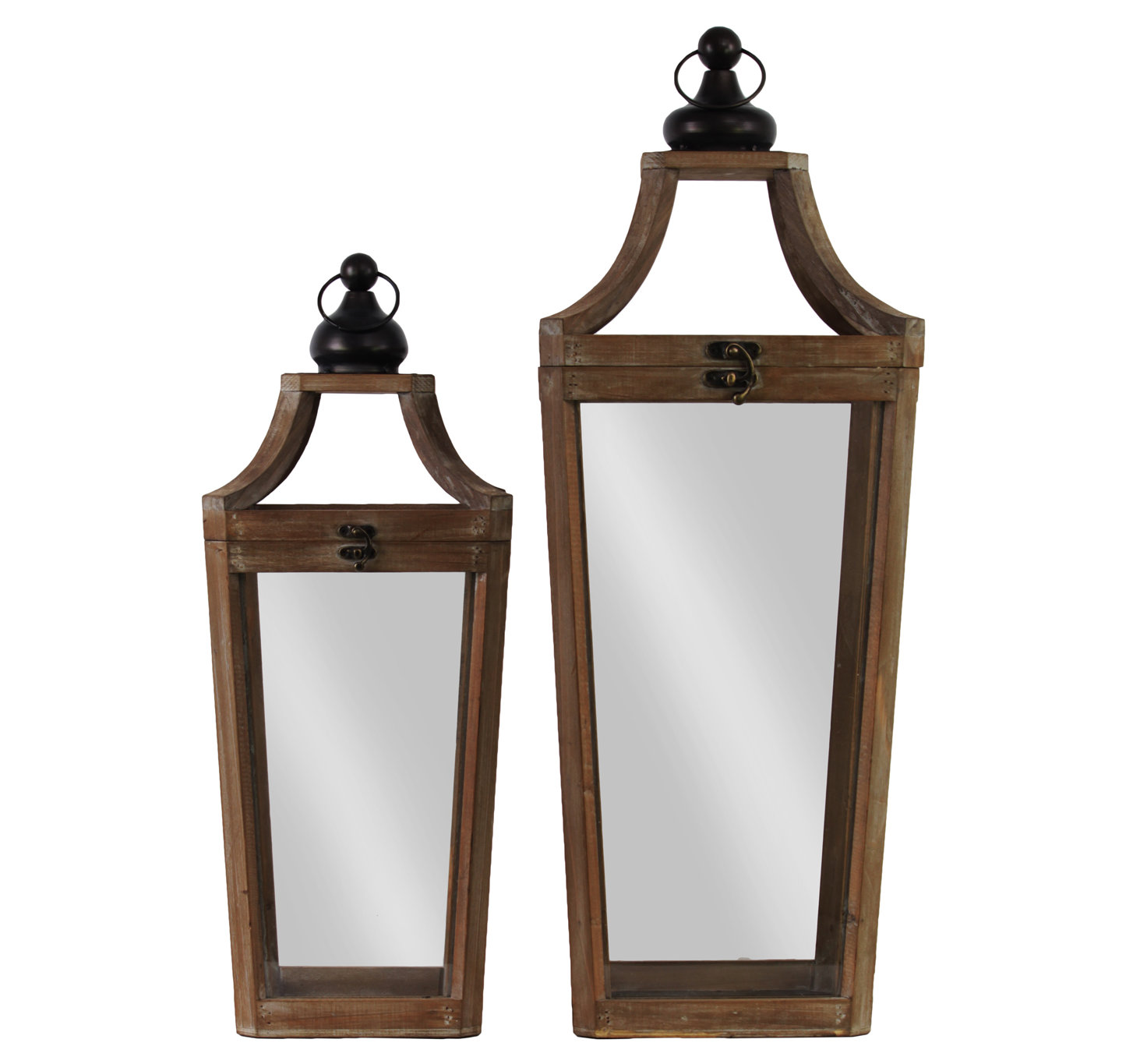 Gracie Oaks 2 Piece Square Wood Lantern Set | Wayfair