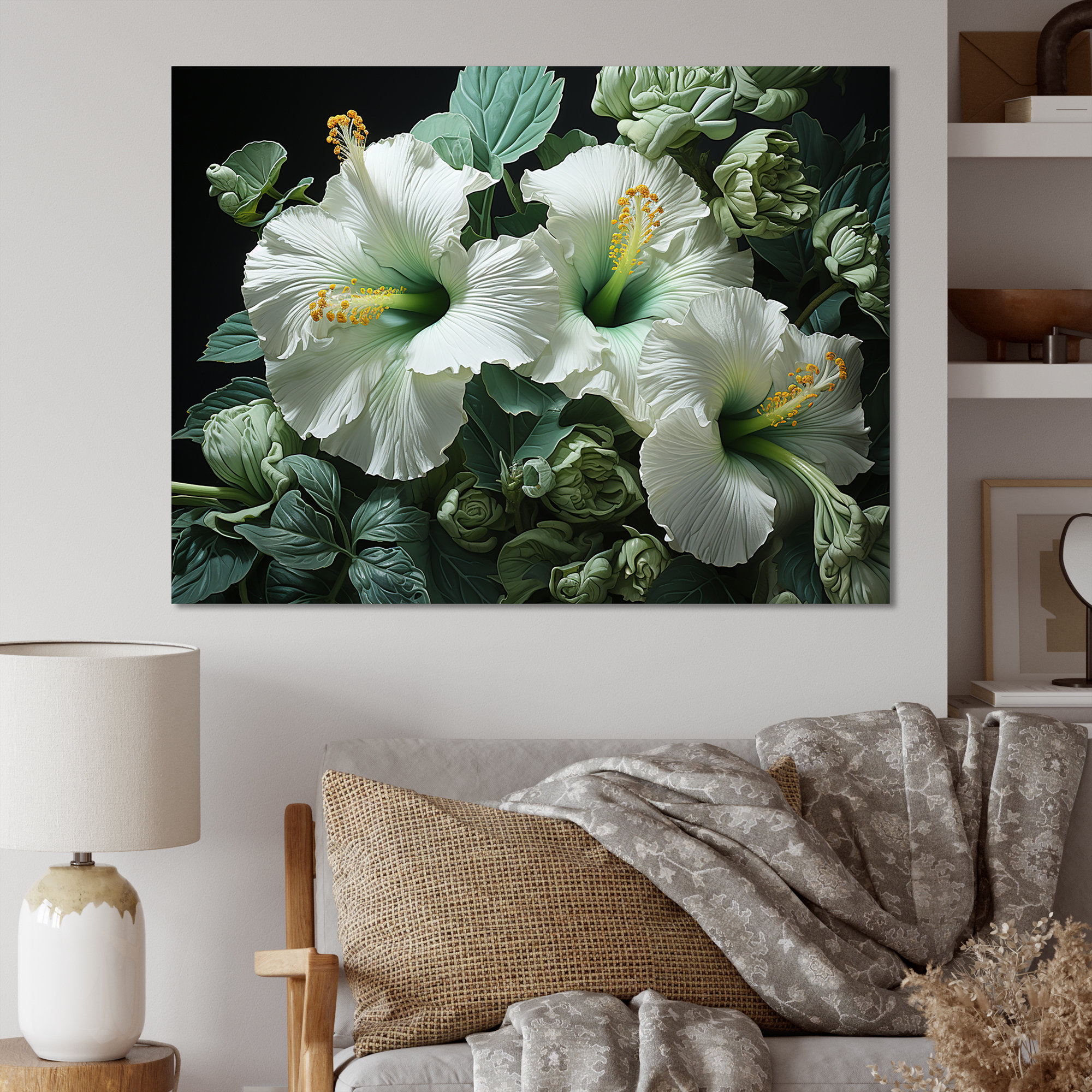 Bay Isle Home™ Green Hibiscus Realistic Splendor - Print on Canvas ...