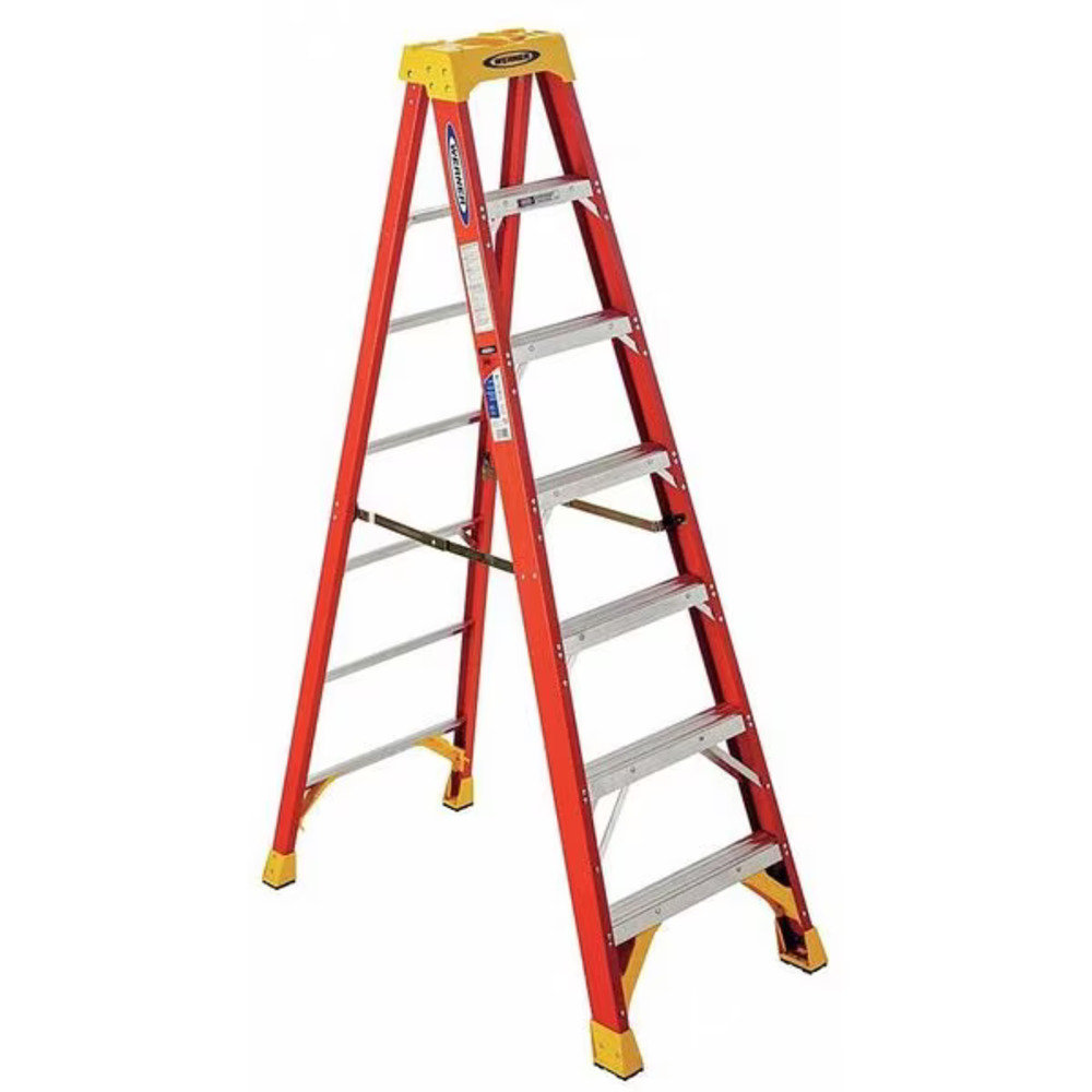Latitude Run® Fiberglass Stepladder, 7 Ft Ladder Ht, 6 Steps, 300 Lb ...