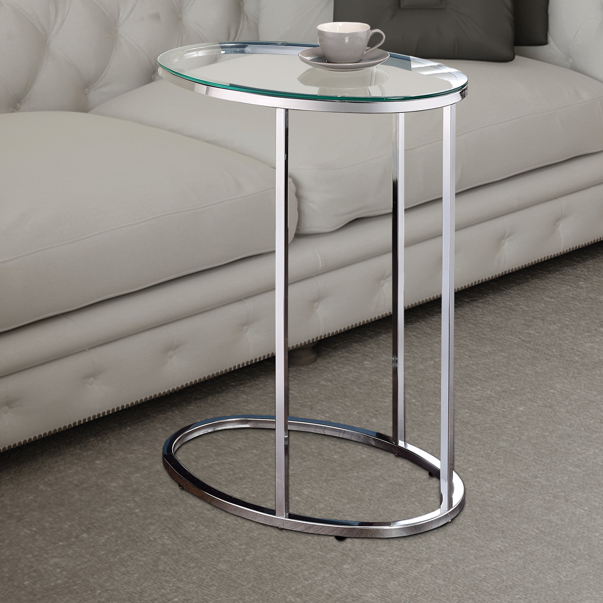 Willa Arlo™ Interiors Oval Snack Table Chrome And Clear & Reviews ...
