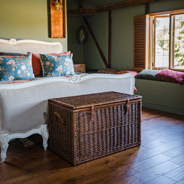 17 Stories Shields Extra Large Wicker Storage Trunk Basket with Lid ...