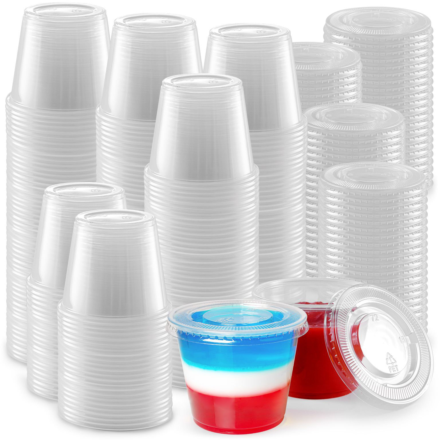 Zulay Kitchen Clear Jello Shot Cups with Lids (5.5 Ounce, 200 Cups ...