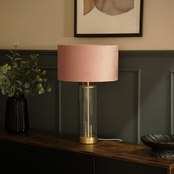 Fairmont Park Simonetta Matt Gold and Clear Tube Table Lamp with Blush ...