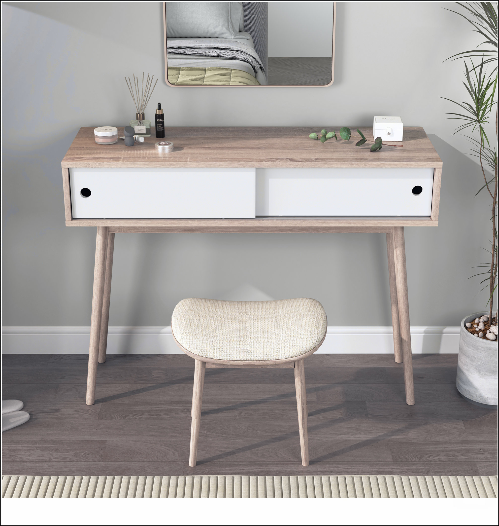 Ophelia & Co. Entryway Table with 2 White Sliding Doors, Console Table ...