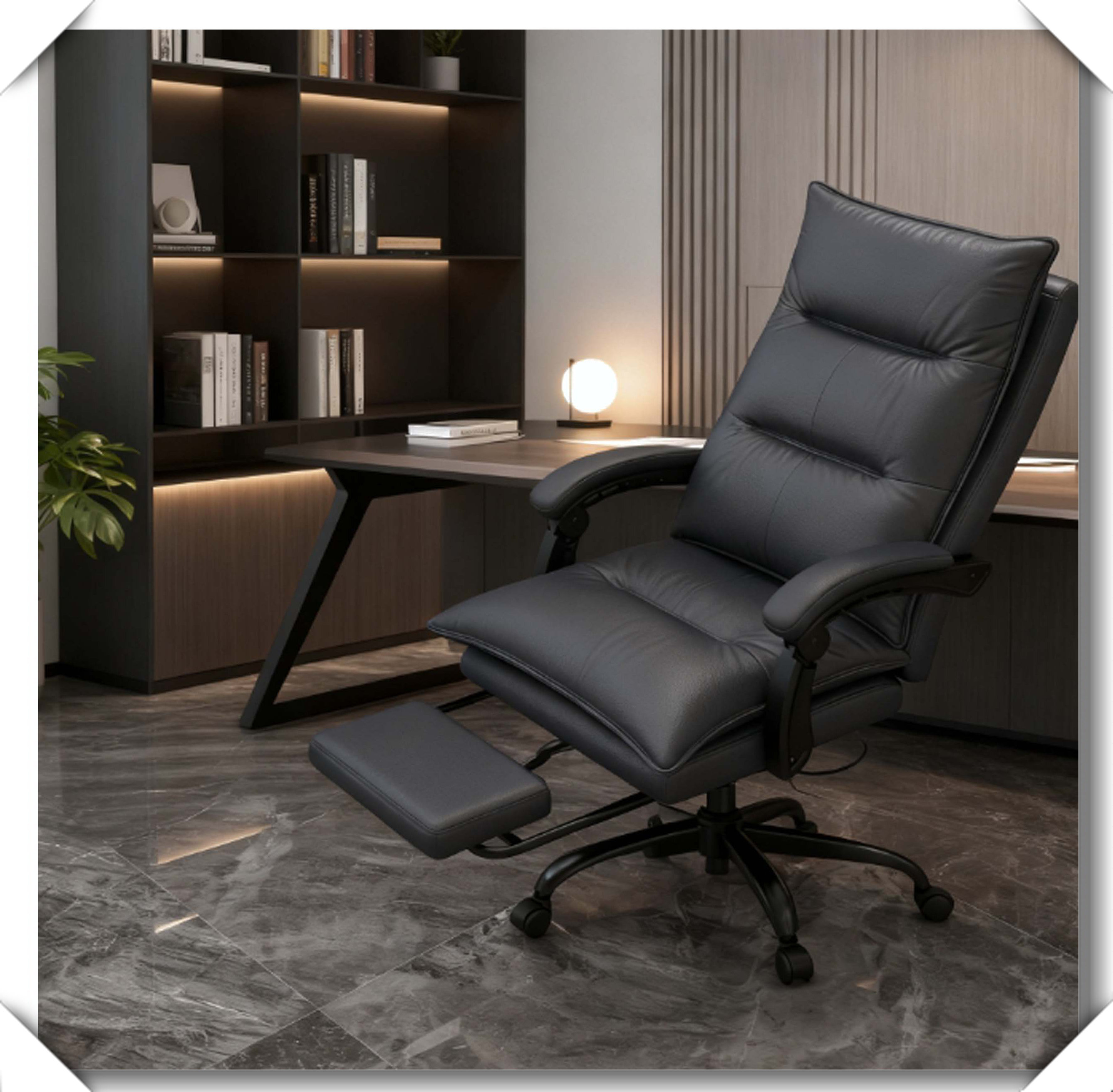 Red Barrel Studio® Leather Office Recliner Chair Footrest Adjustable ...