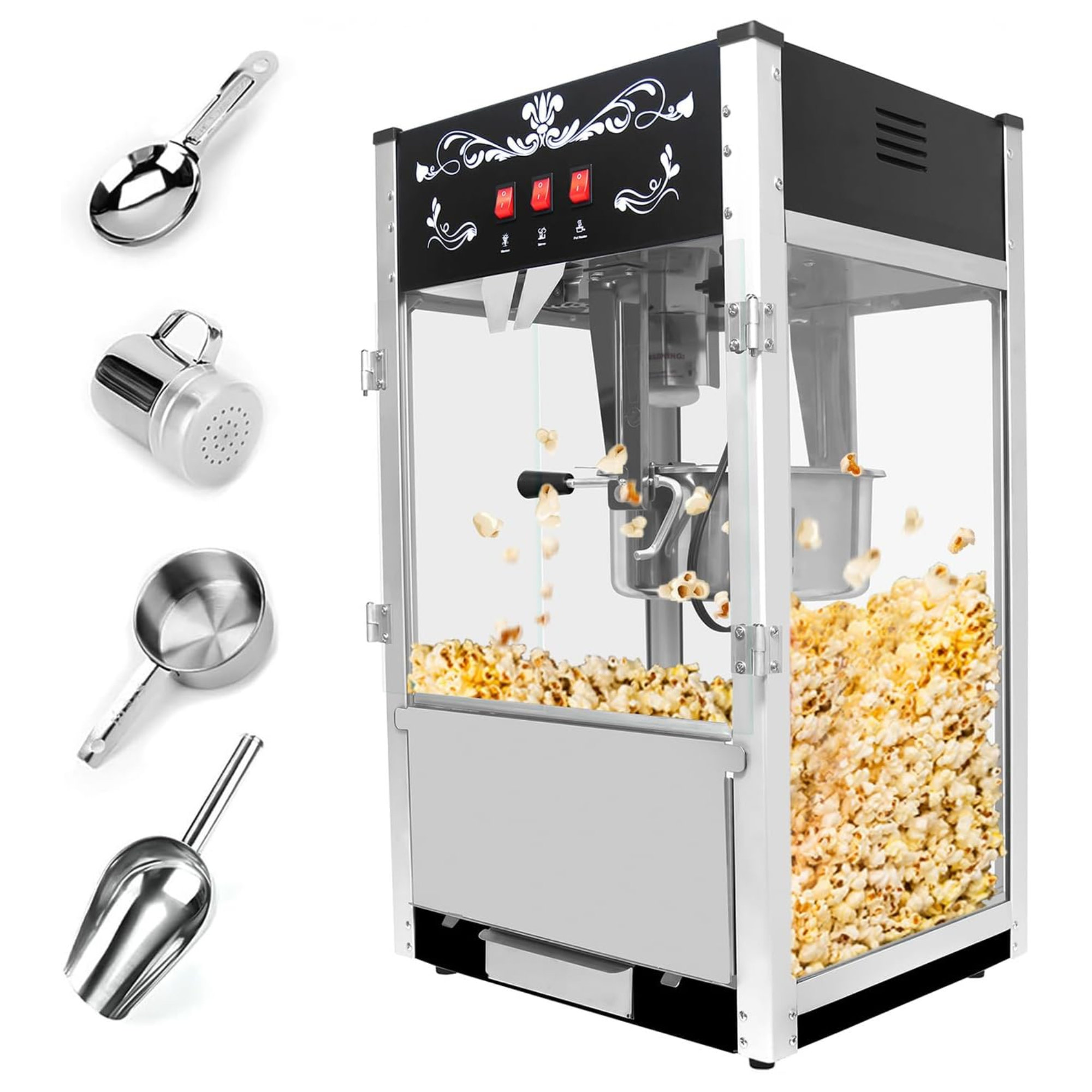 ganeed Vintage 16 Oz. Professional Popcorn Machine, 29.5 Inches Tall ...