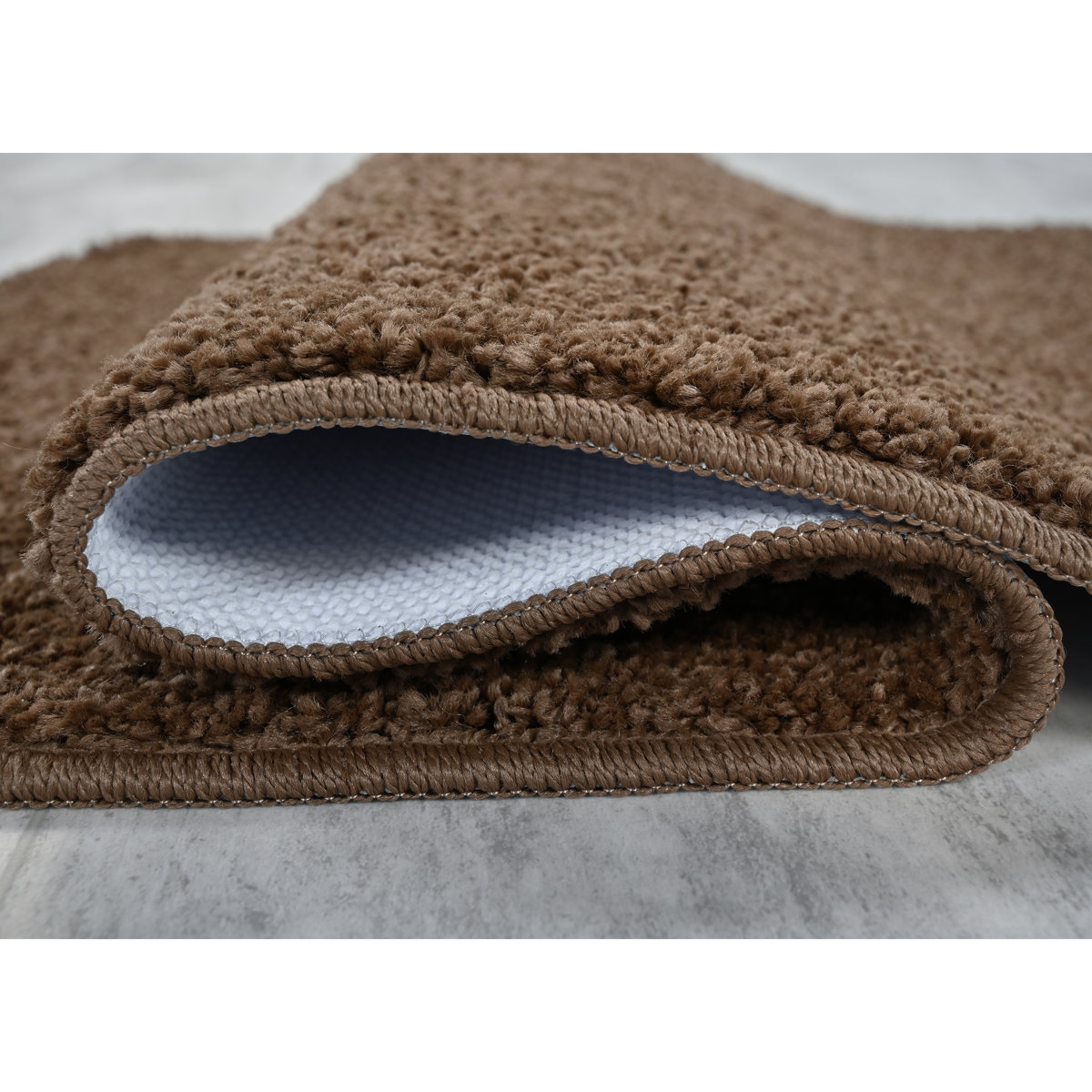 Ebern Designs Plush Machine Washable Bath Rug Cinnamon | Wayfair