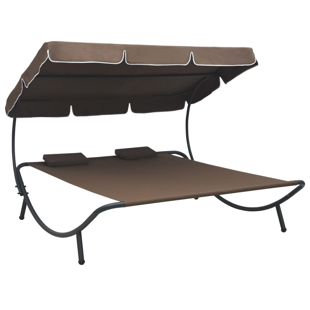 Latitude Run® Outdoor Double Chaise Lounge Patio Lounge Bed with Canopy ...