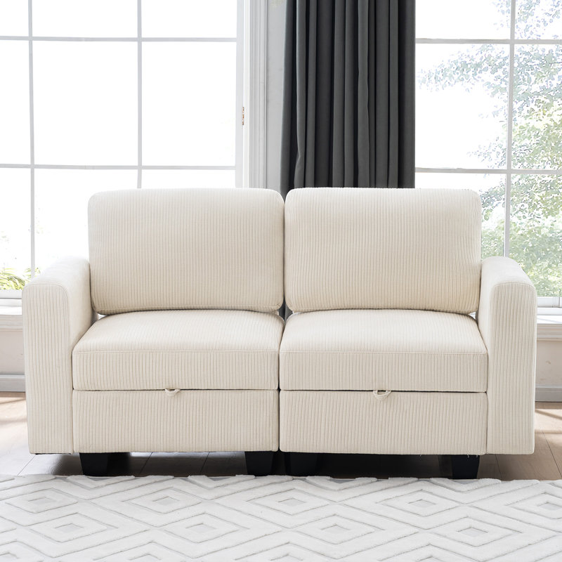 Ebern Designs Jerud Square Arm Modular Loveseat | Wayfair
