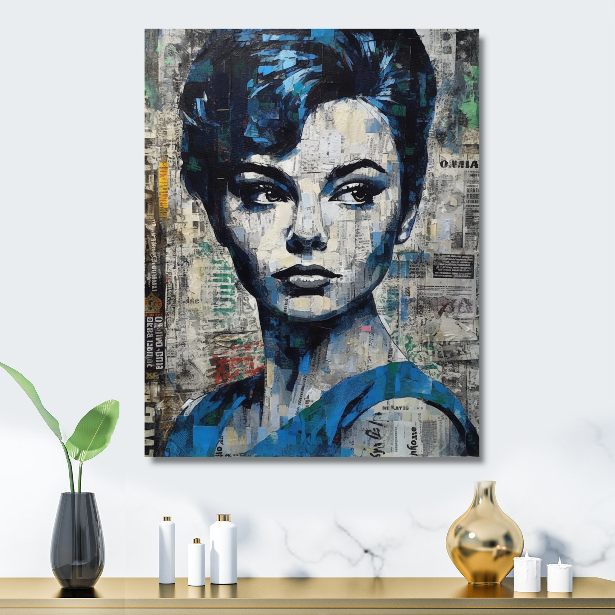 Design Art Female Newspaper Portrait II - Print on Metal - Wayfair Canada