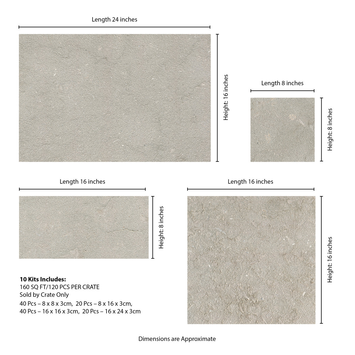 MSI Seagrass Pattern Sandblasted Brushed Limestone Paver Kits(160 Sq ...
