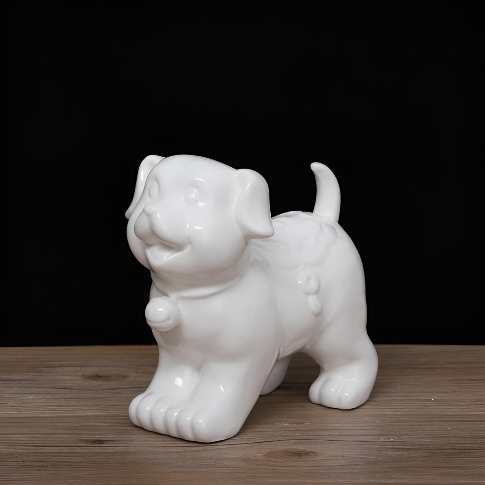 Red Barrel Studio® Warm Ceramic Wangcai Dog Ornament, Cute And Obedient ...