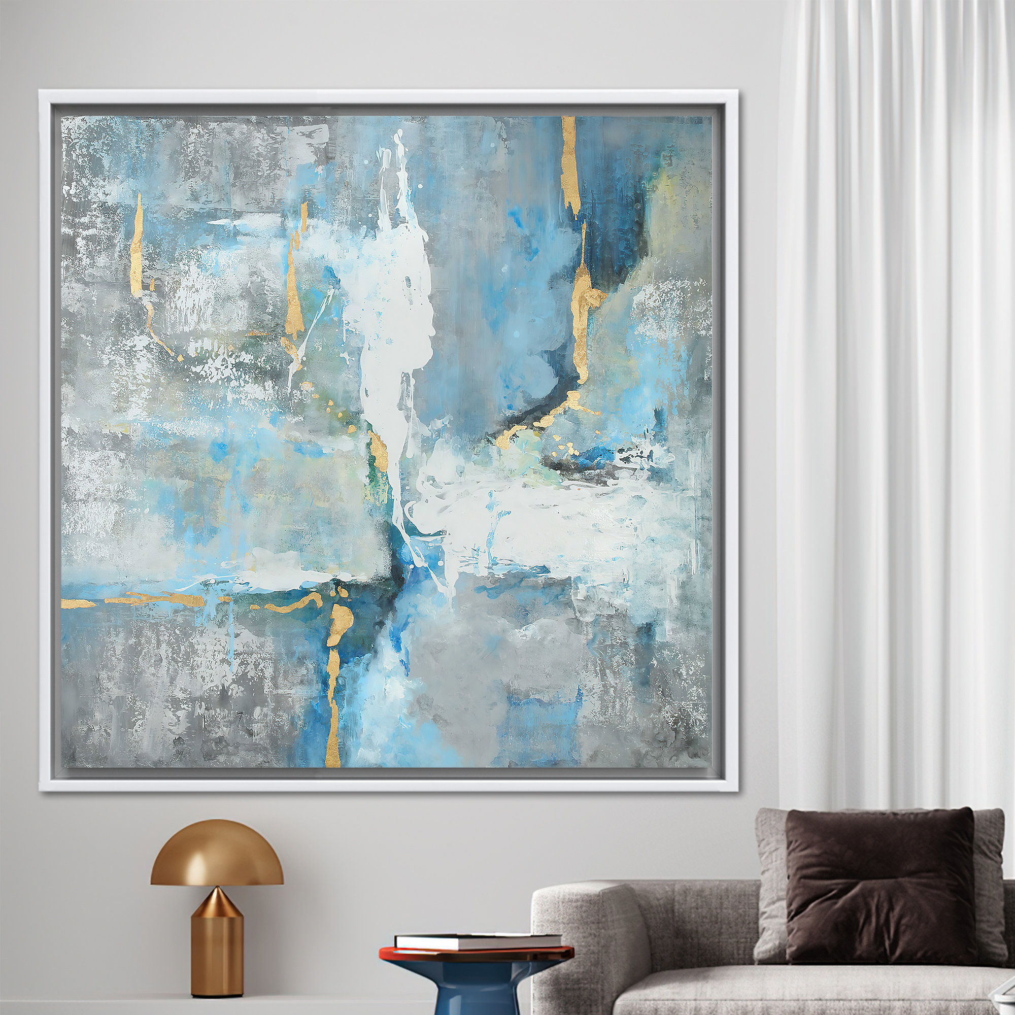 Mercer41 Old Plaster Effect, Abstract Wall Art, Blue Art, Gray Wall ...