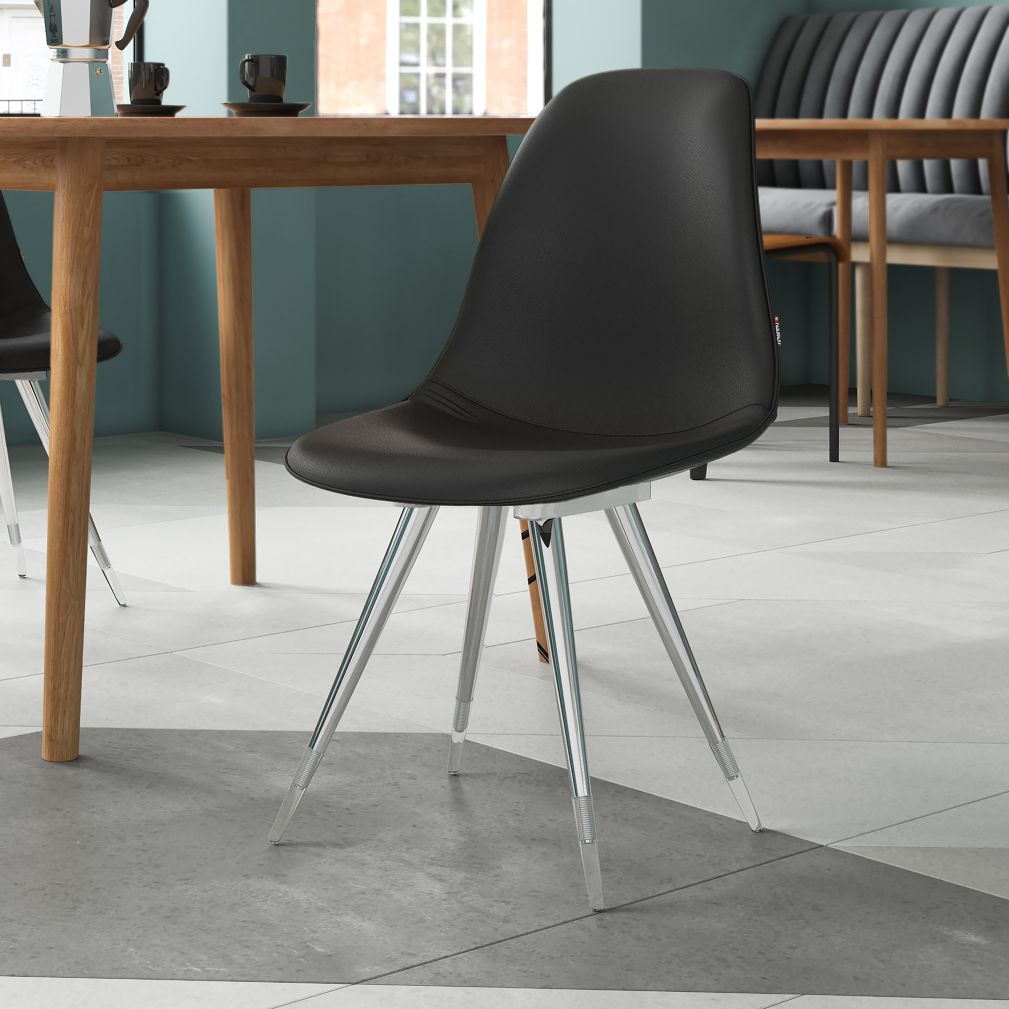 Modern Chairs USA Angel Genuine Leather Upholstered Plastic Side Chair ...