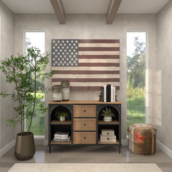 Williston Forge Metal Indoor Outdoor American Flag Red Wall Decor ...