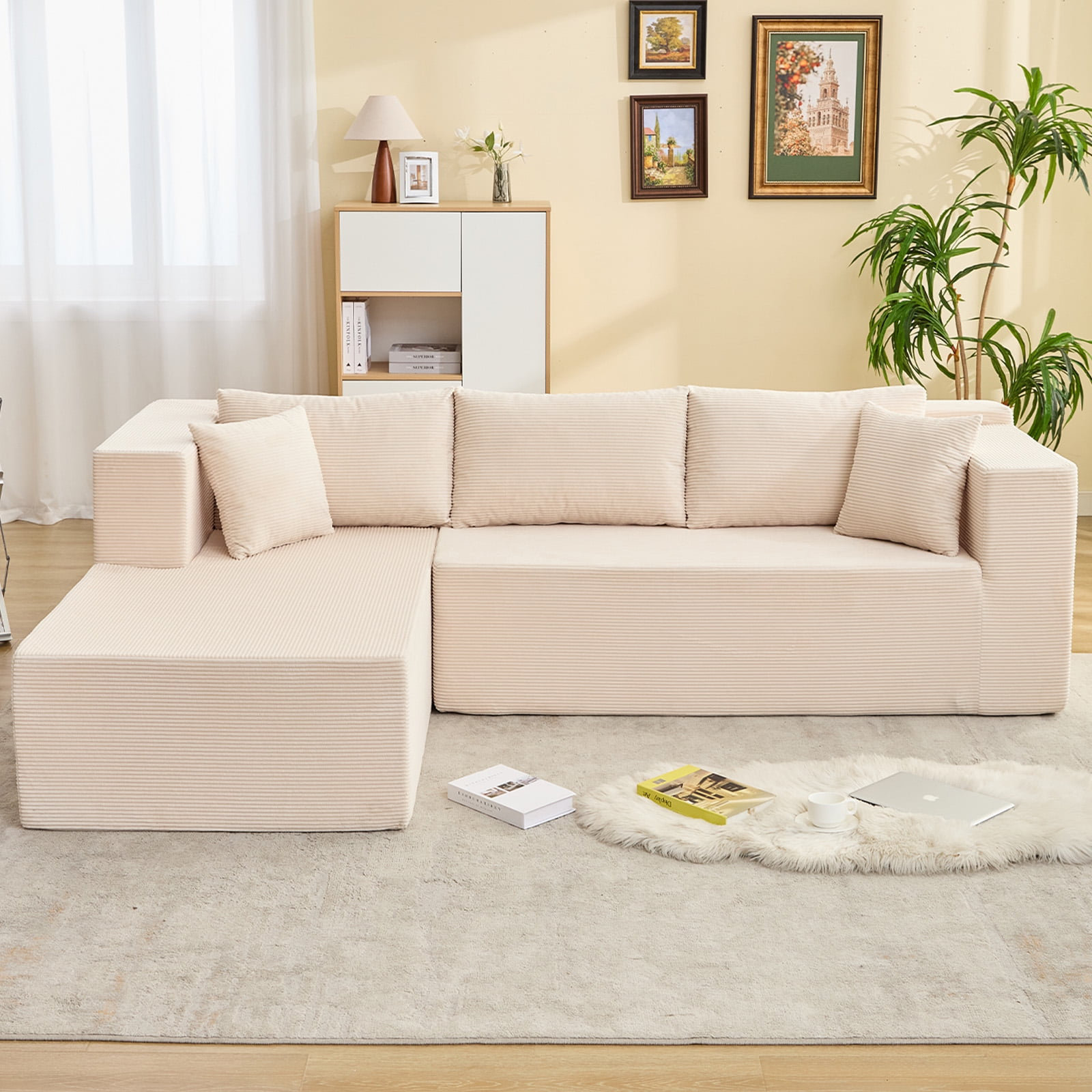Ebern Designs Upholstered Sectional Sofa, Oversized L-shaped Modular ...