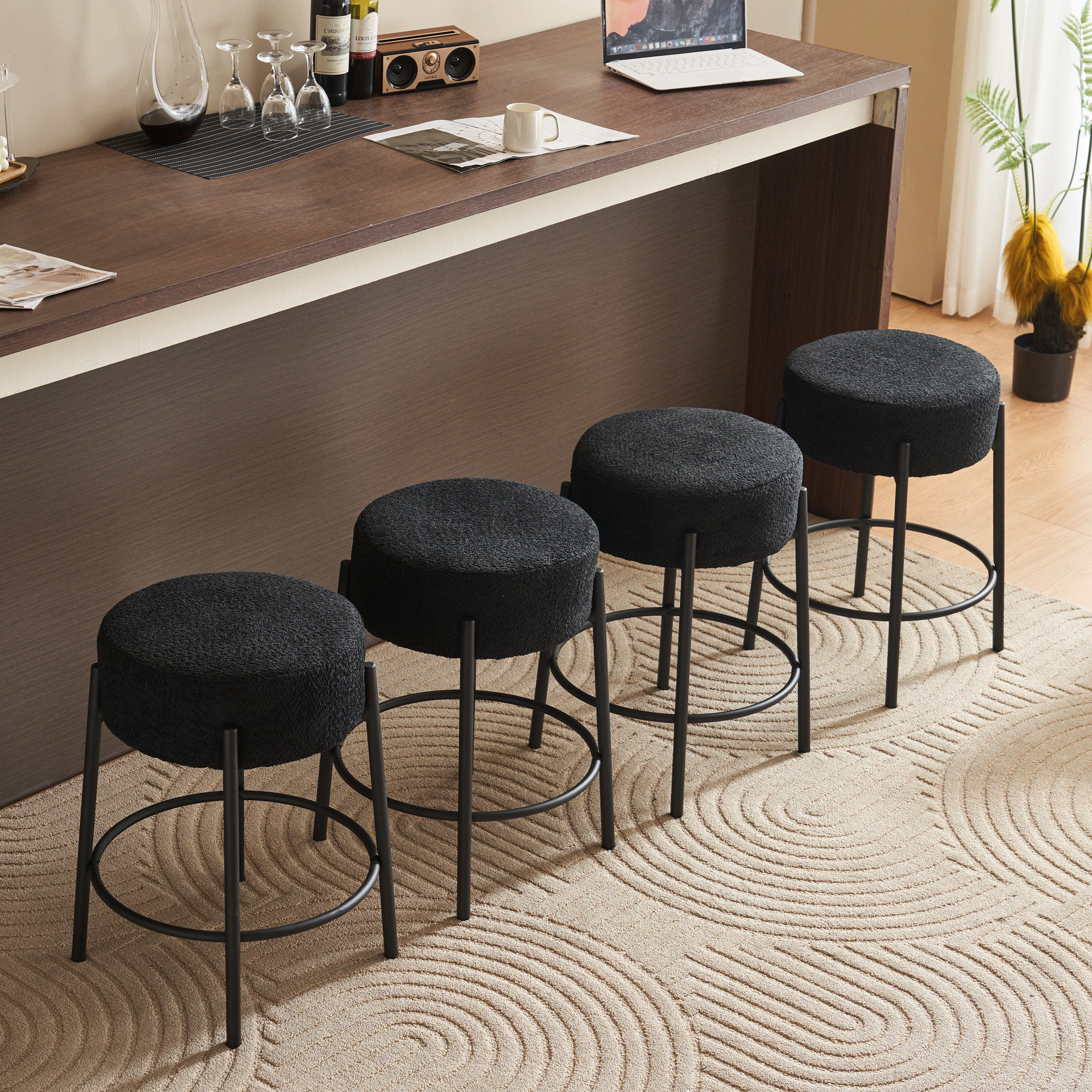 Mercer41 24" Tall, Round Bar Stools, Set Of 2 - Contemporary ...