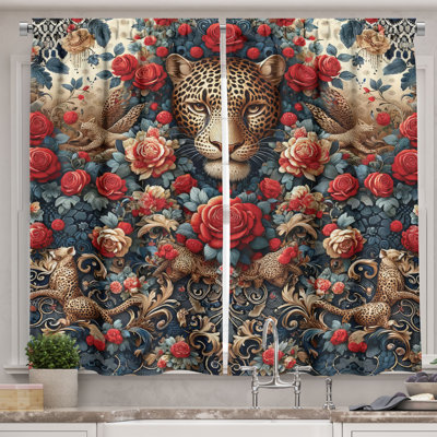 Ambesonne Leopard 55'' W Kitchen Curtain | Wayfair