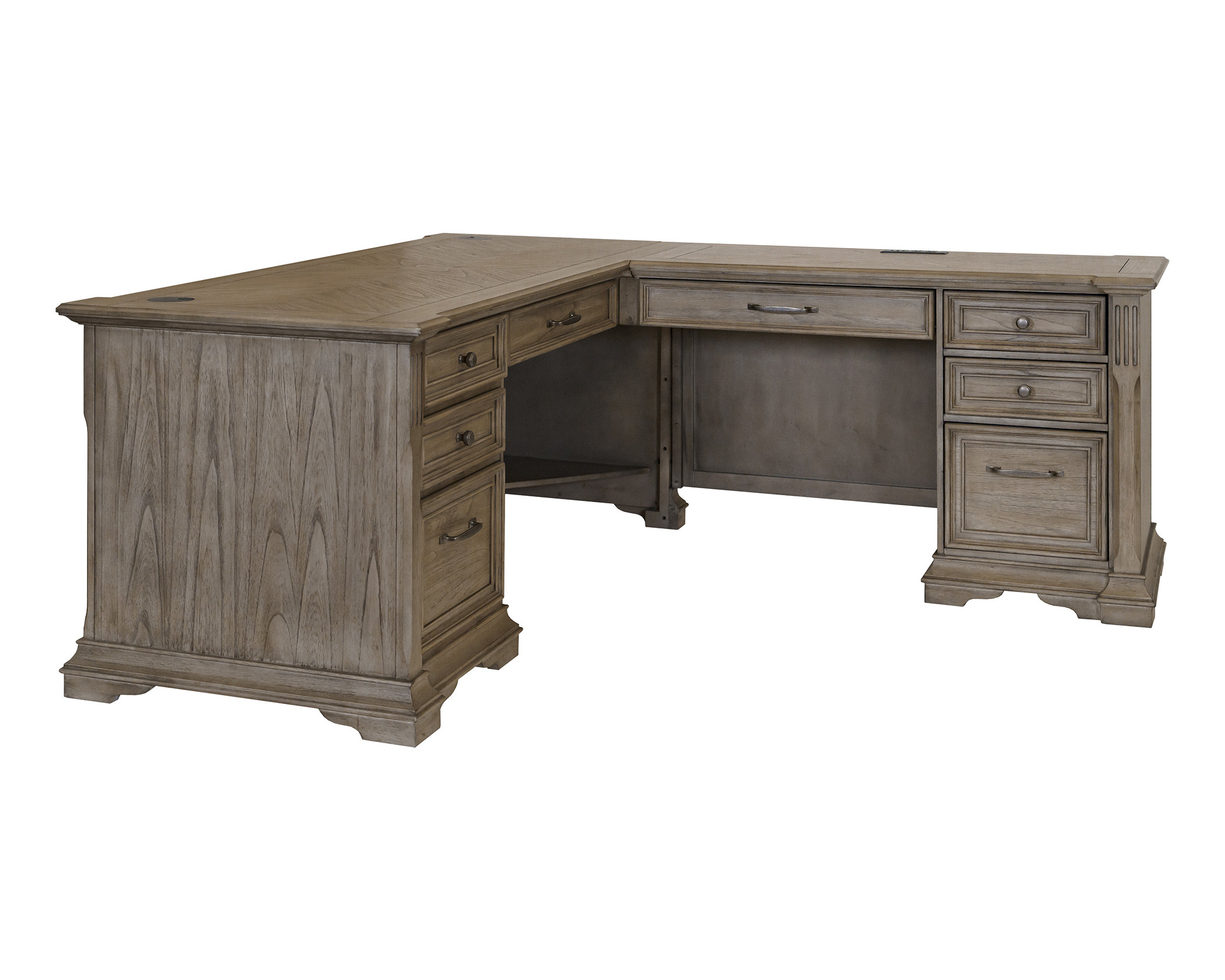 Rosalind Wheeler Caylon L-Shape Executive Desk with Built in Outlets ...