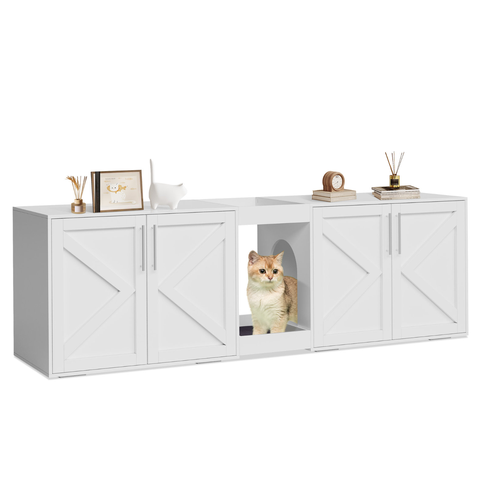 Latitude Run® Litter Box Enclosure for 2 Cats, Large Cat Litter Cabinet ...