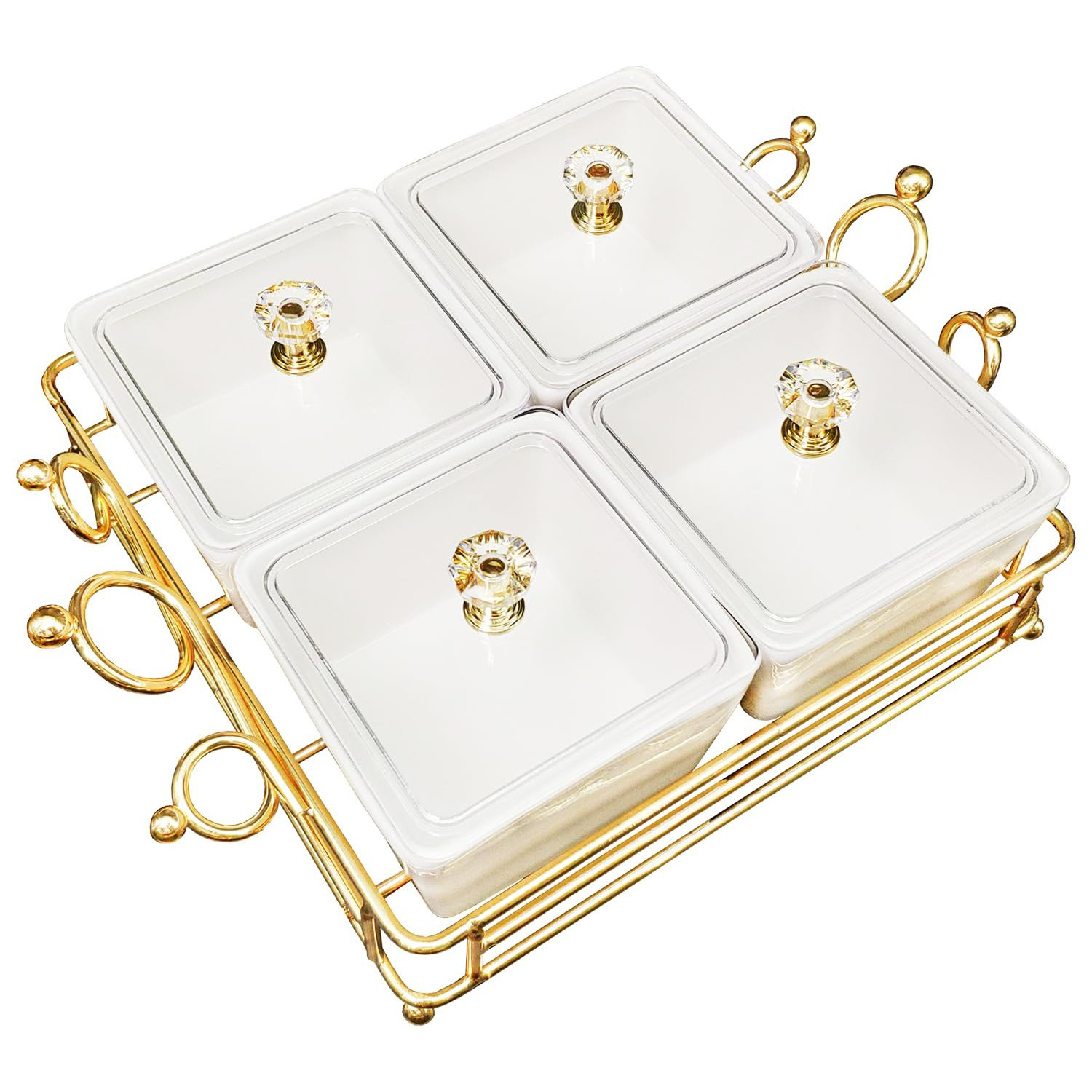 Stack man Ceramic Bowls And With Lid Gold Basket Trays, 4 Removable ...