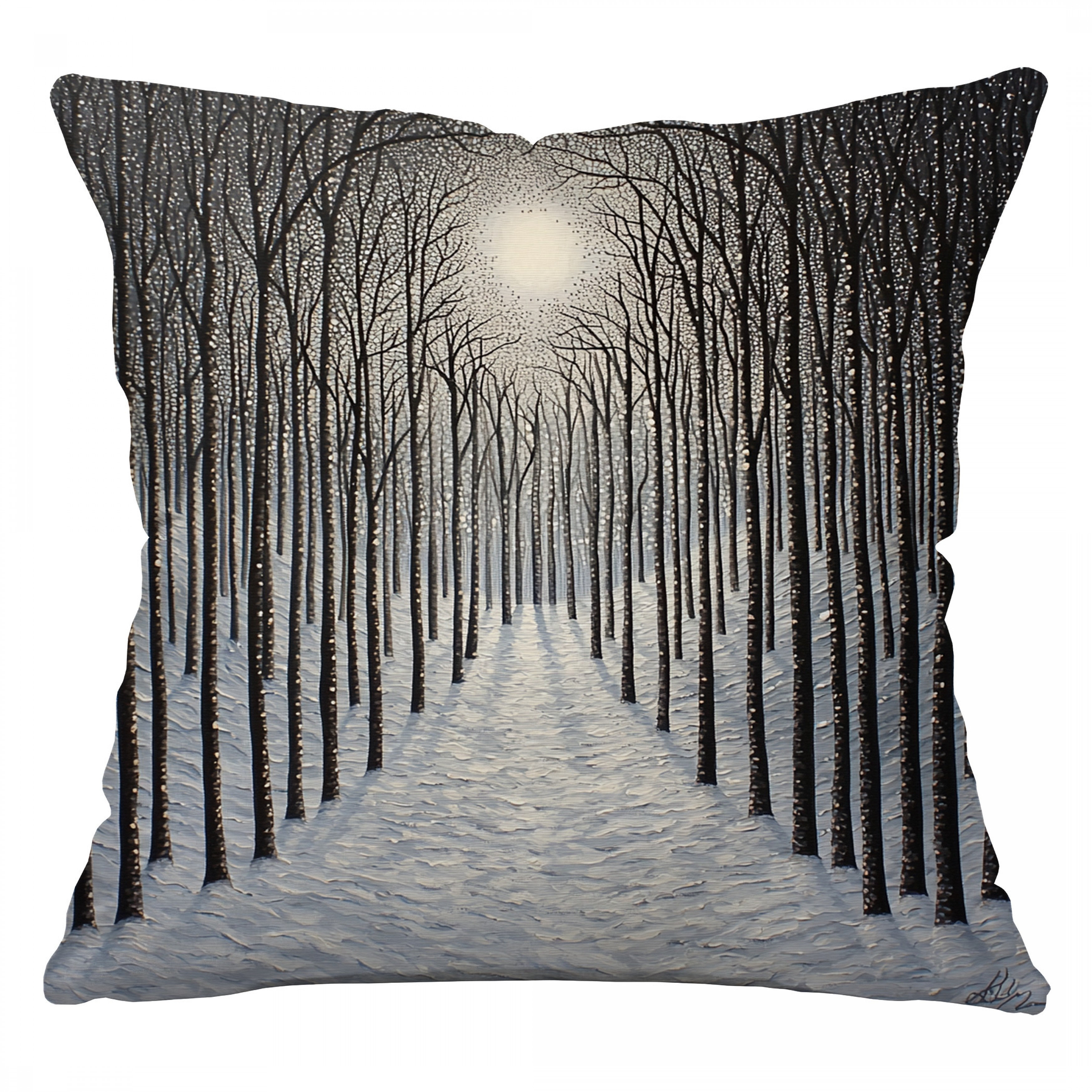 VisionDecor Snowy Forest Throw Pillow, Nature Cotton Twill Pillows ...