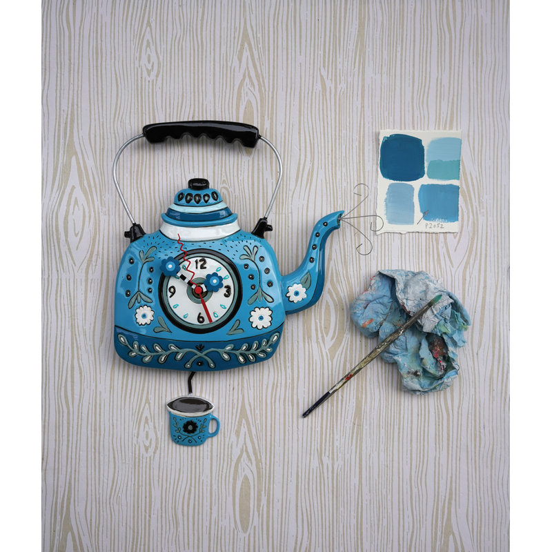 Allen Designs Tea Kettle with Teacup Battery Operated Sculpted Pendulum ...