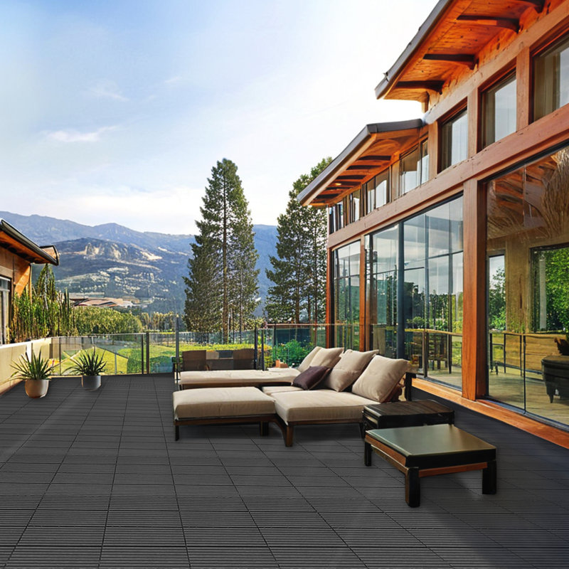 Malsion Homes 12" X 12" Wood Plastic Composite Interlocking Deck Tile ...