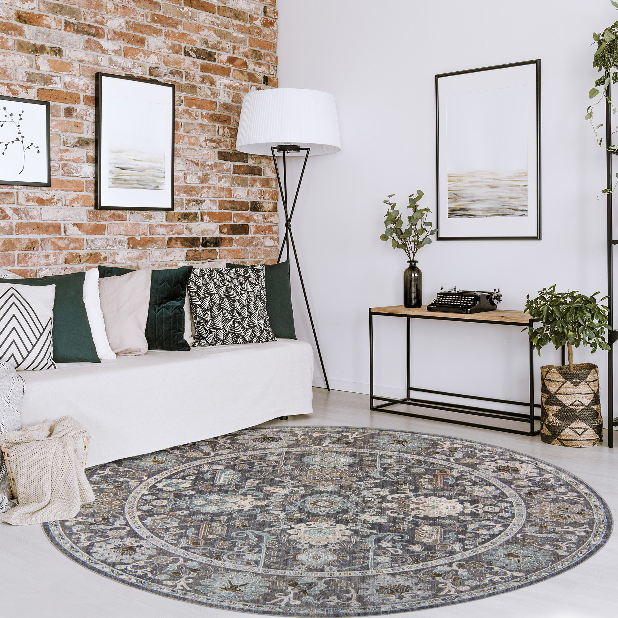 Gertmenian Astris Banha Transitional Grey/Ivory Oriental Thin Border ...