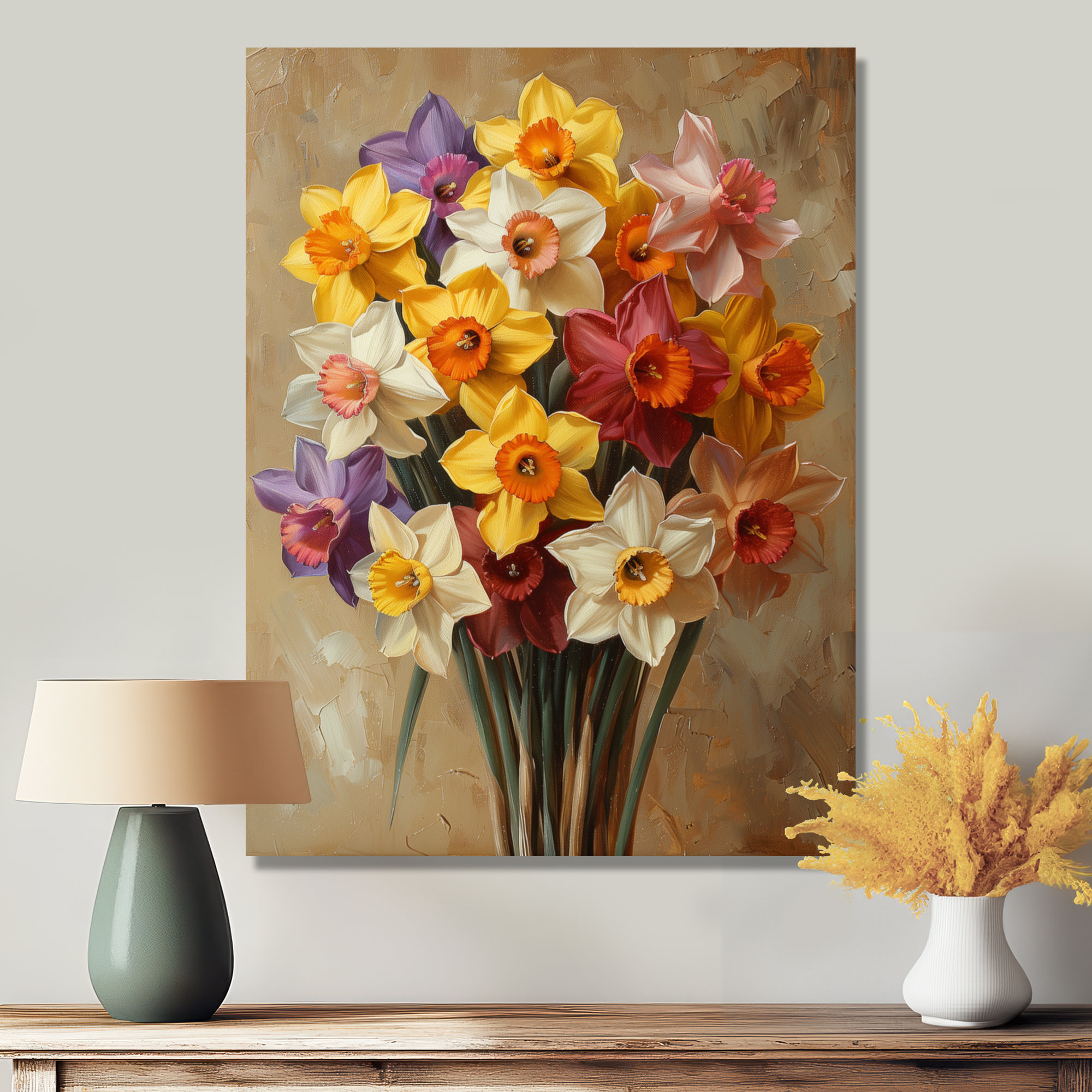 Winston Porter Yellow Pink Daffodil Delight Daffodils - Daffodils Wall ...