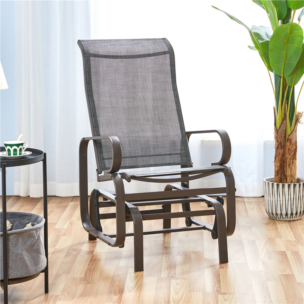 Ebern Designs Outdoor Glider Chair Rocking Chair with Breathable Sling ...