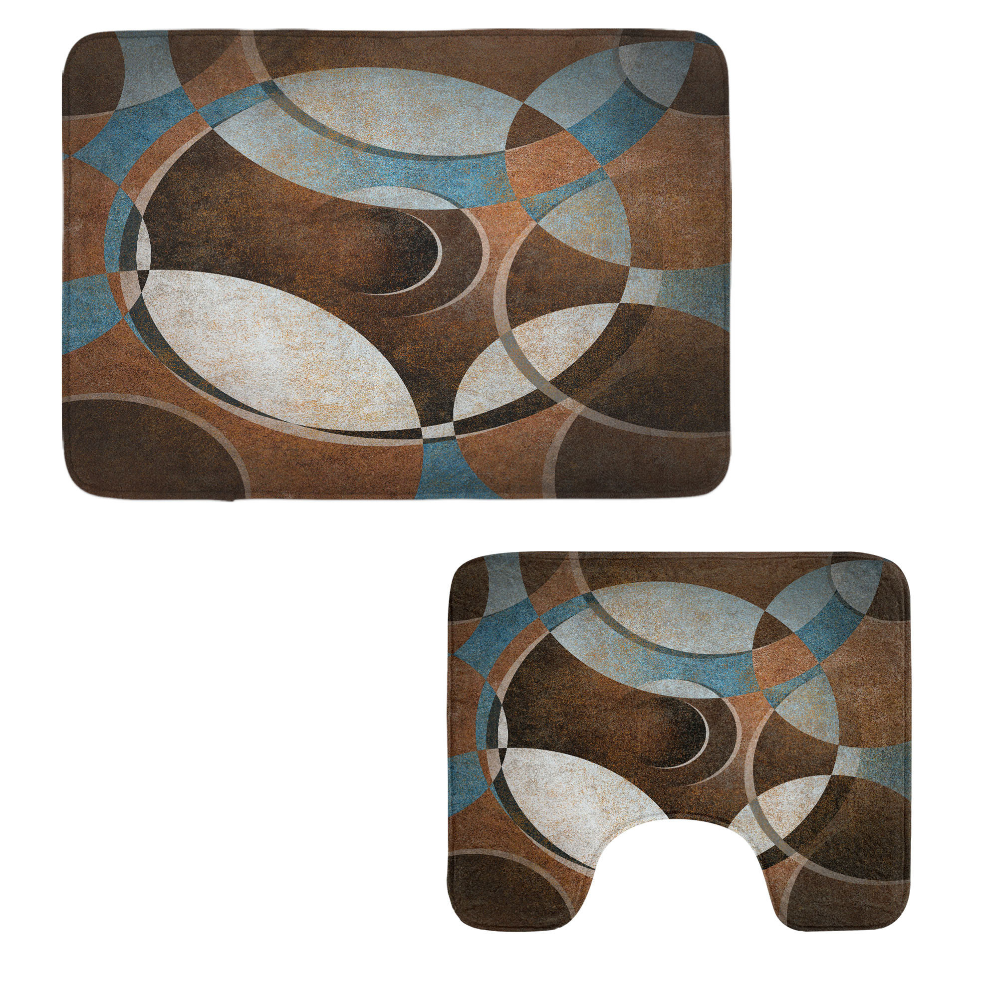 East Urban Home Abstract Bathroom Rug Set 2 Pieces Rectangle & Contour ...