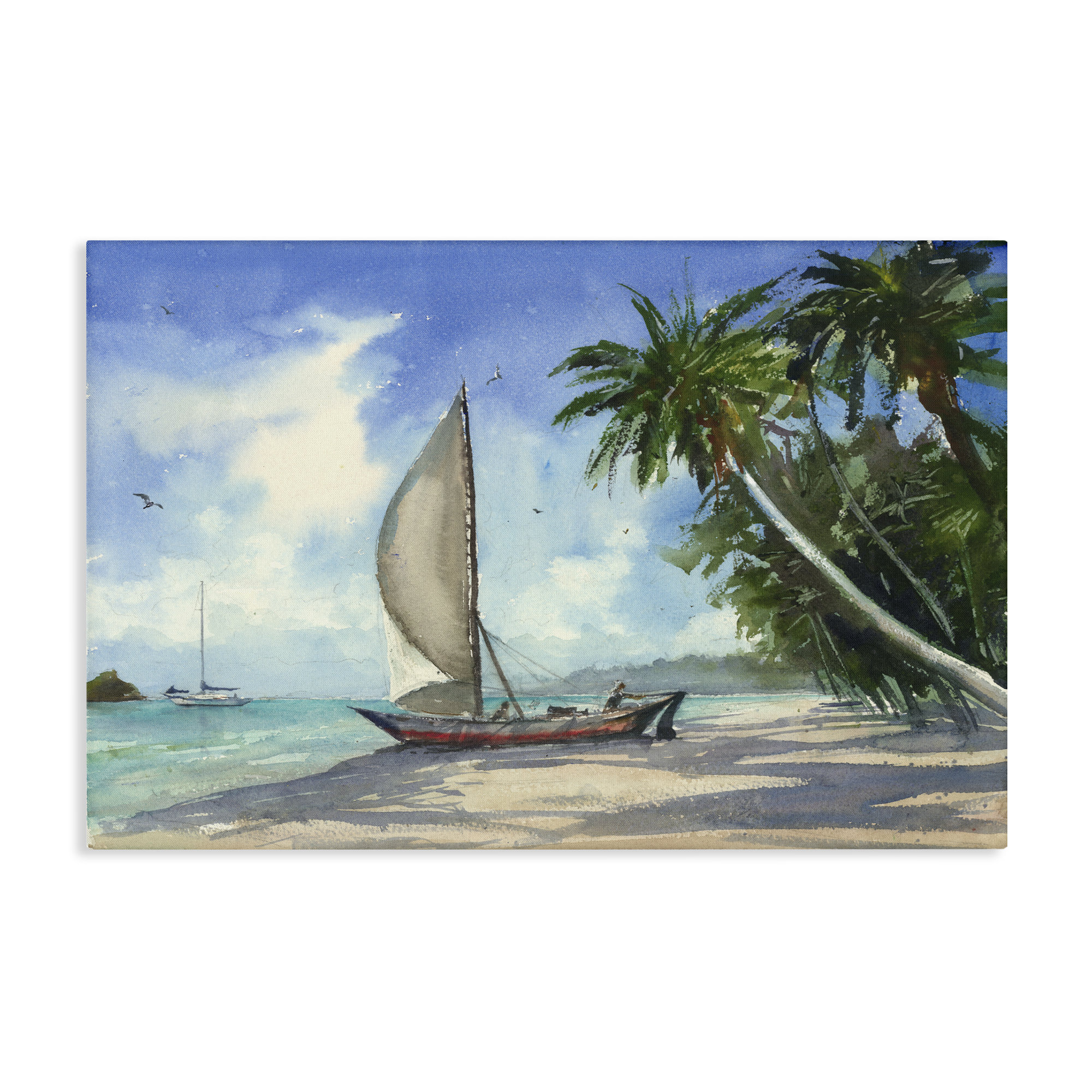 Highland Dunes High & Dry Boat on Shore Canvas Wall Art by Geoff Allen ...