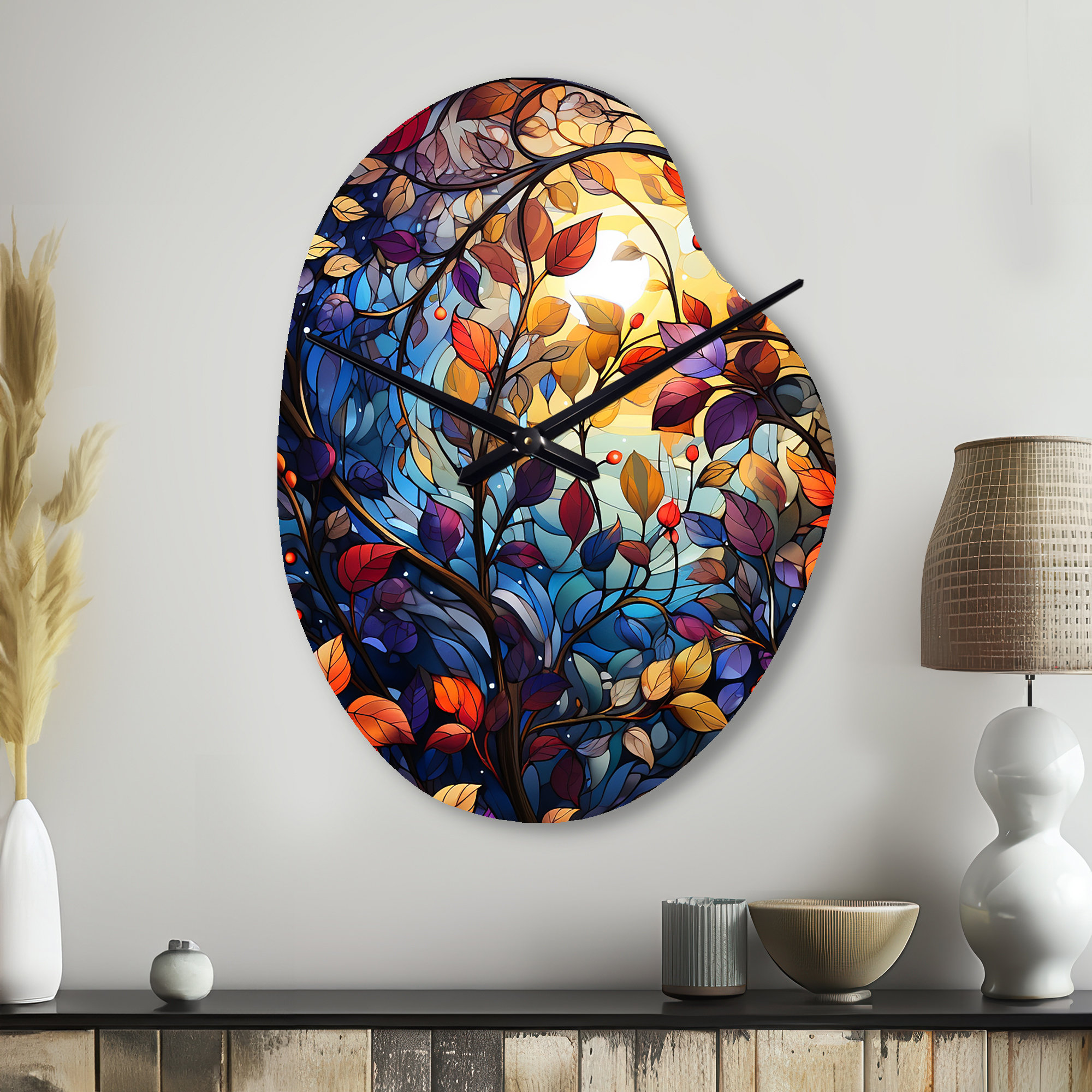 Design Art Multicolor Vibrant Vines III - Pear Shape Large Multi-Color ...