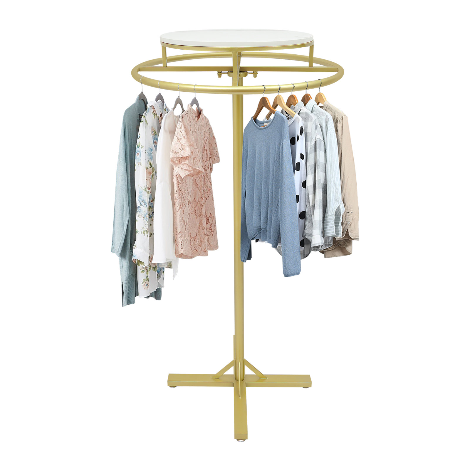 Everly Quinn 51.8In Rotating Round Clothing Rack, Clothing Display Rack ...