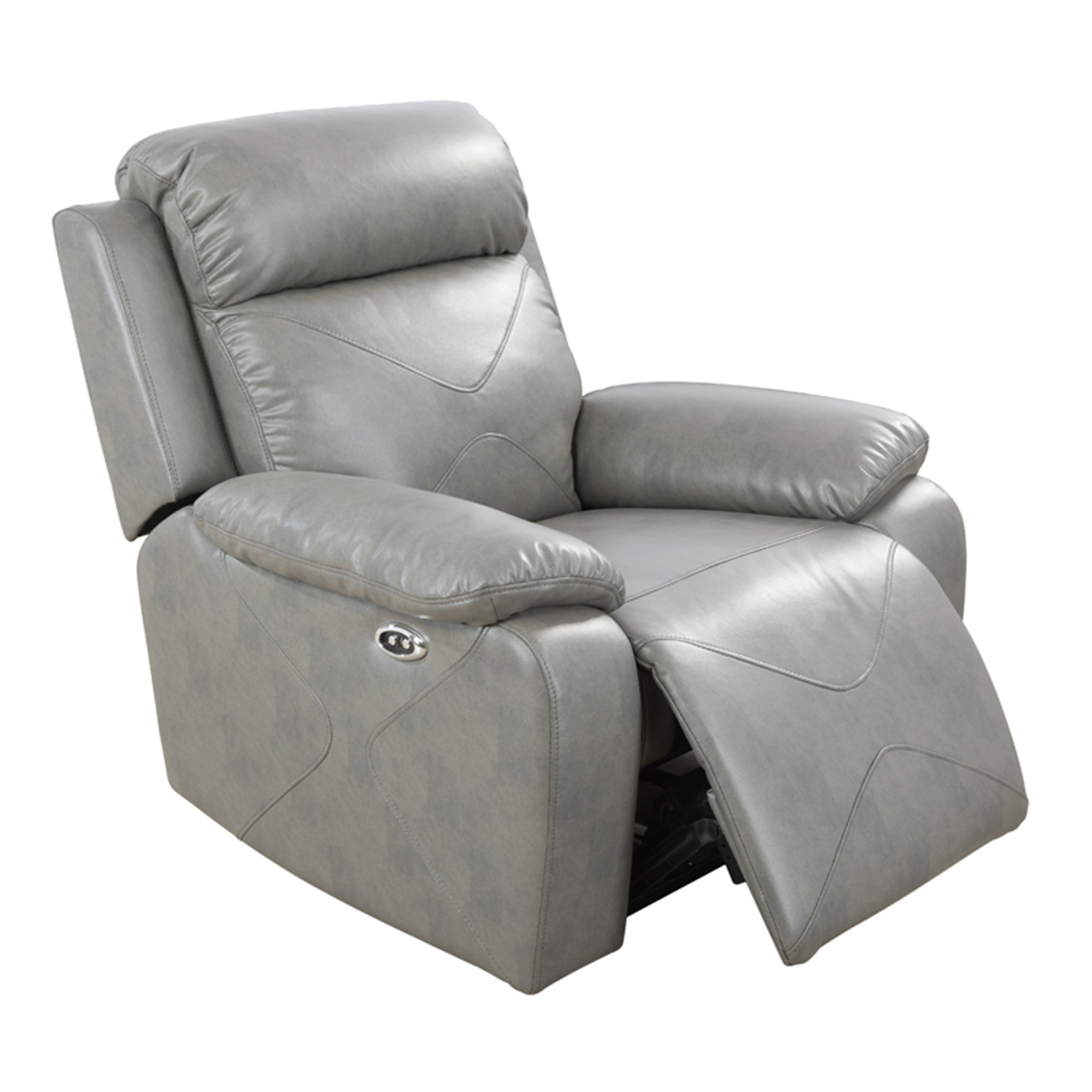 Latitude Run® 40 In. W Light Grey Faux Leather Power Recliner | Wayfair