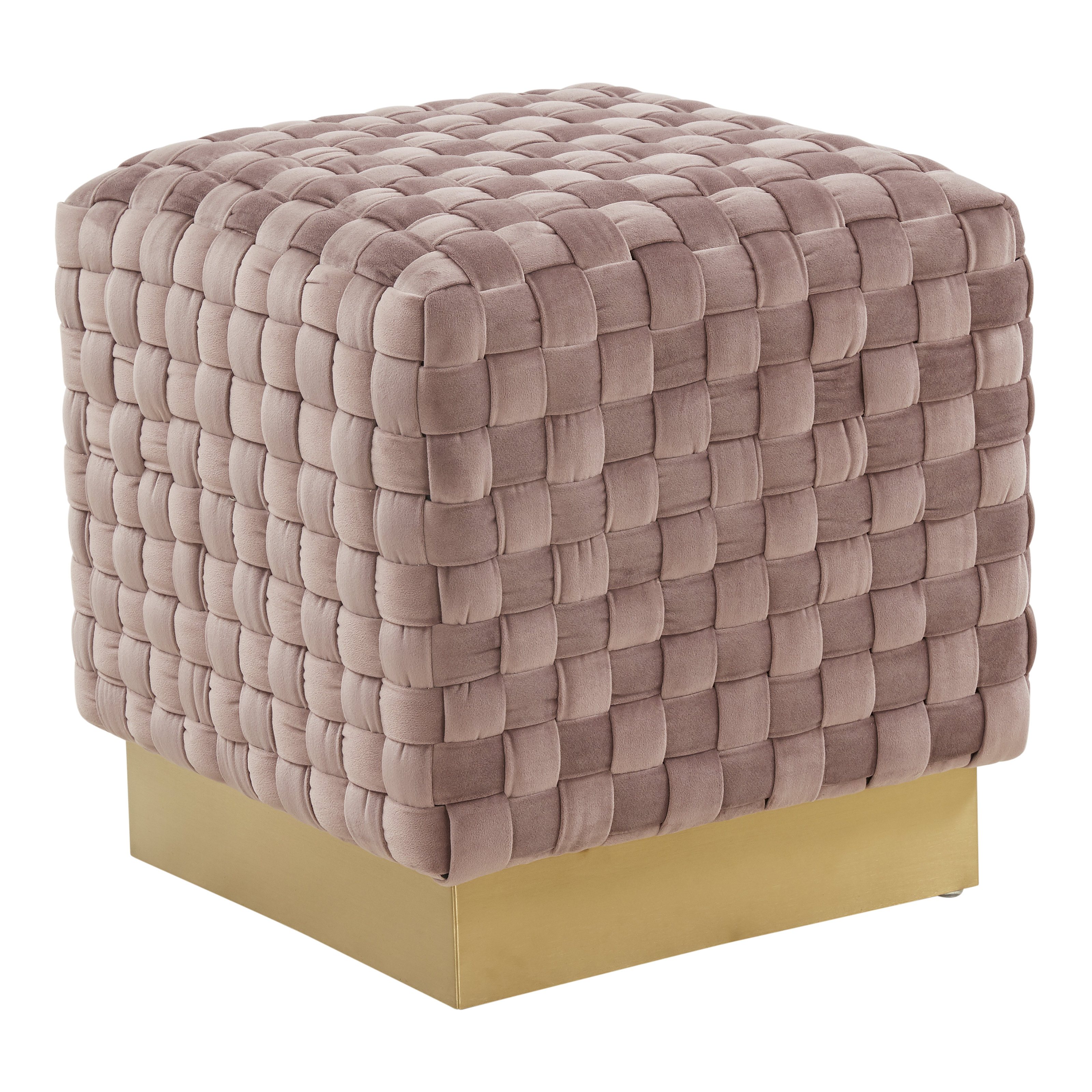 Everly Quinn Myrtle Square Ottoman in Upholstered Velvet with Weave ...