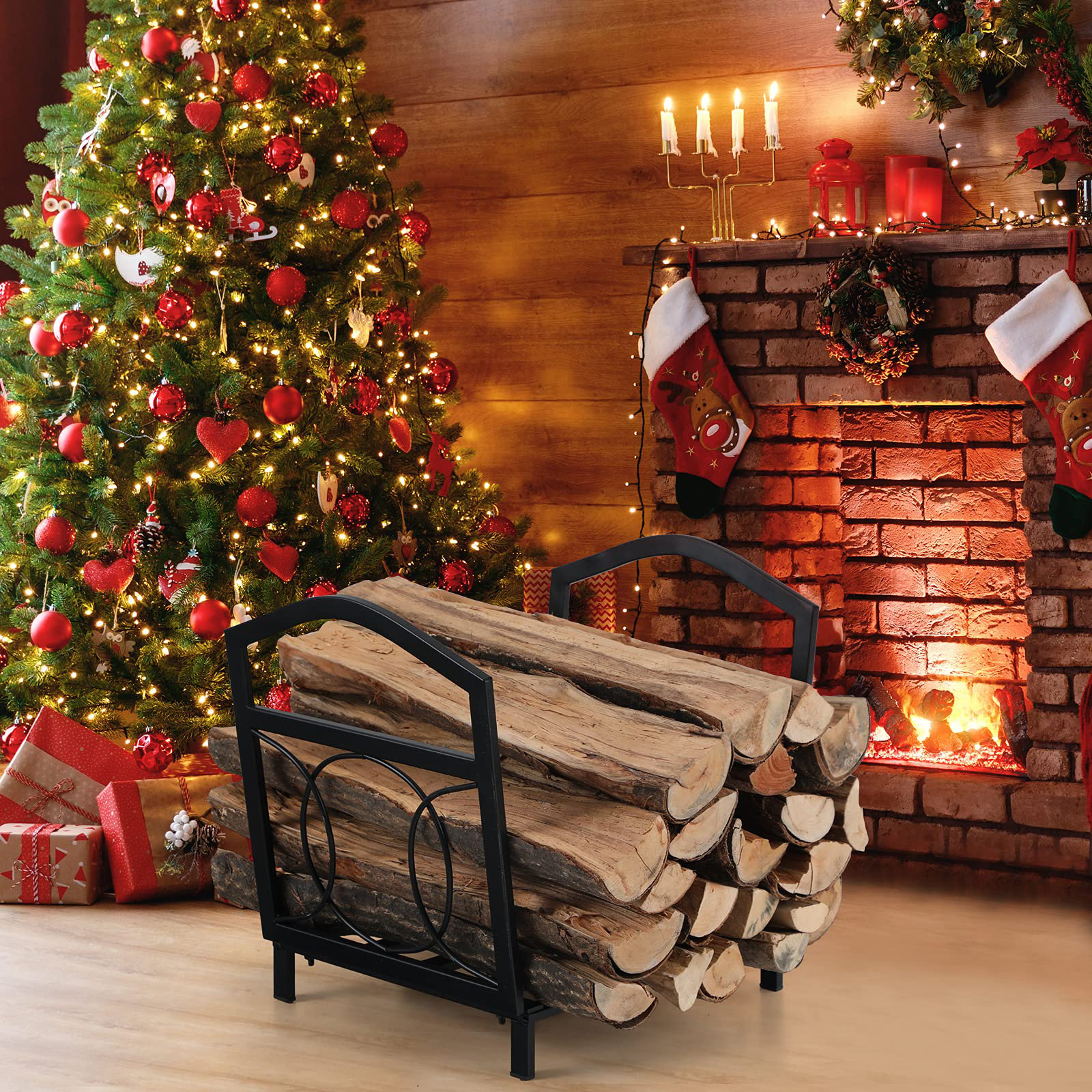 Red Barrel Studio® 17 Inch Small Firewood Log Rack Indoor/Outdoor Steel ...