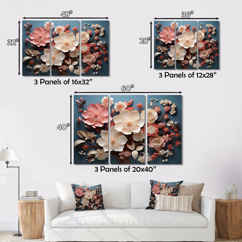 Design Art Asian Art Eternal Blossoms II - Asian Metal Wall Decor Set ...