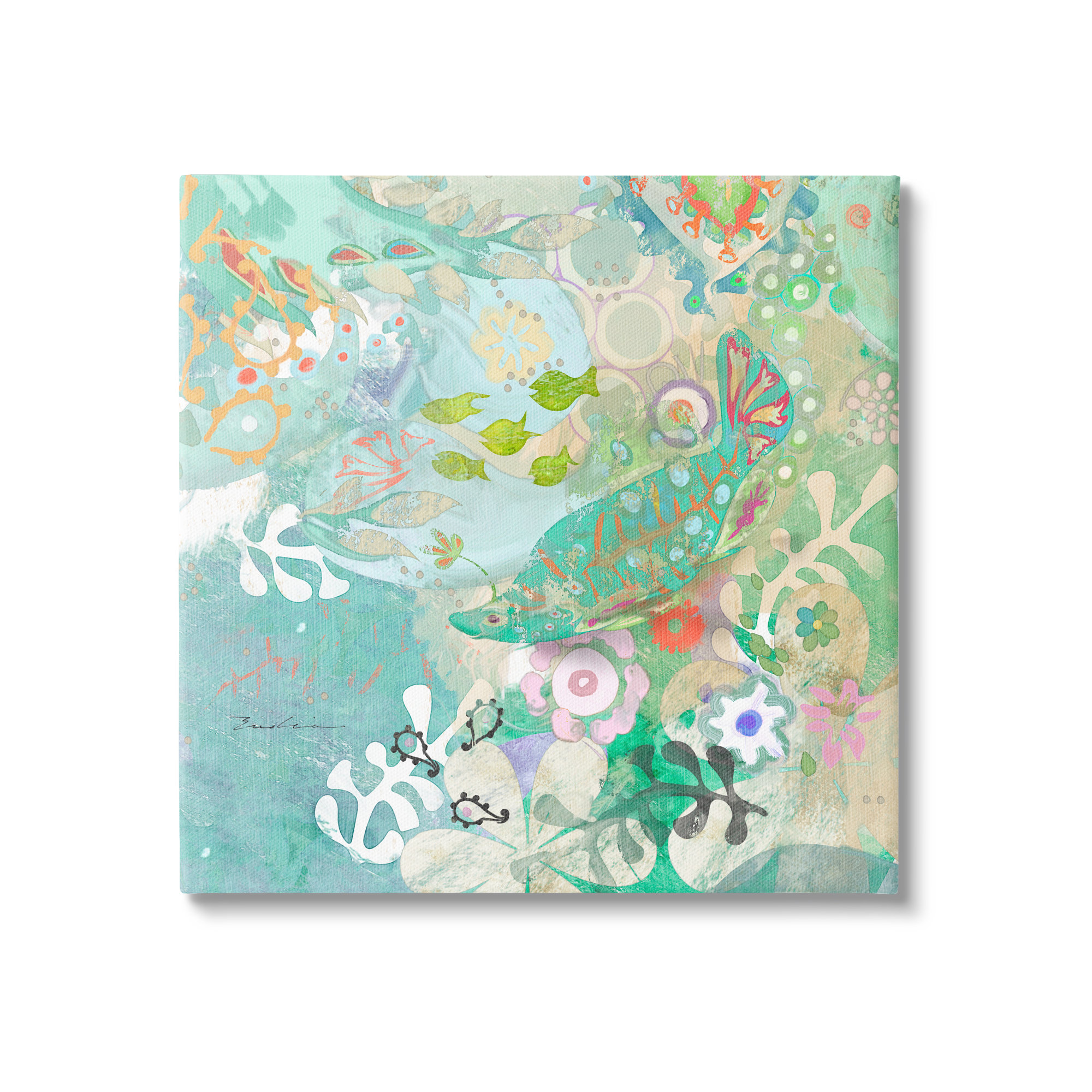 Stupell Industries Paisley Fish Pattern Canvas Wall Art Design by ...