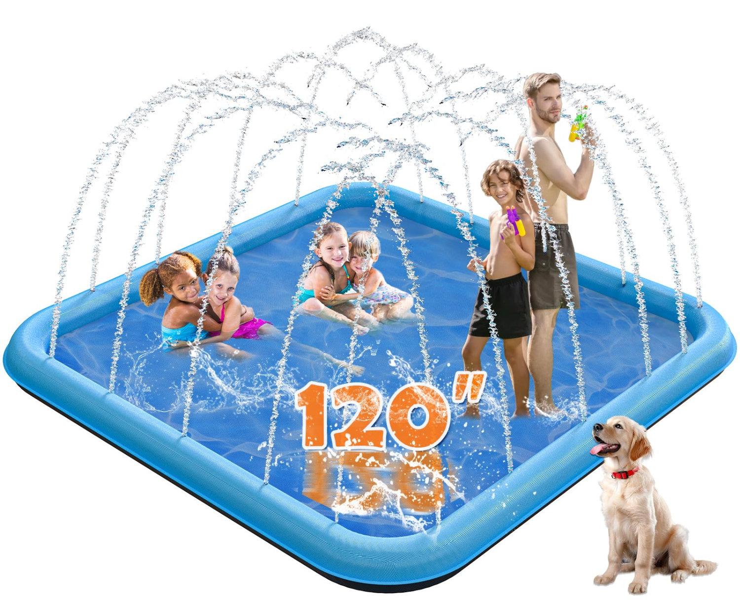 OLHAV 120" Splash Pad for Kids, Outdoor Sprinkler Inflatable Pool ...