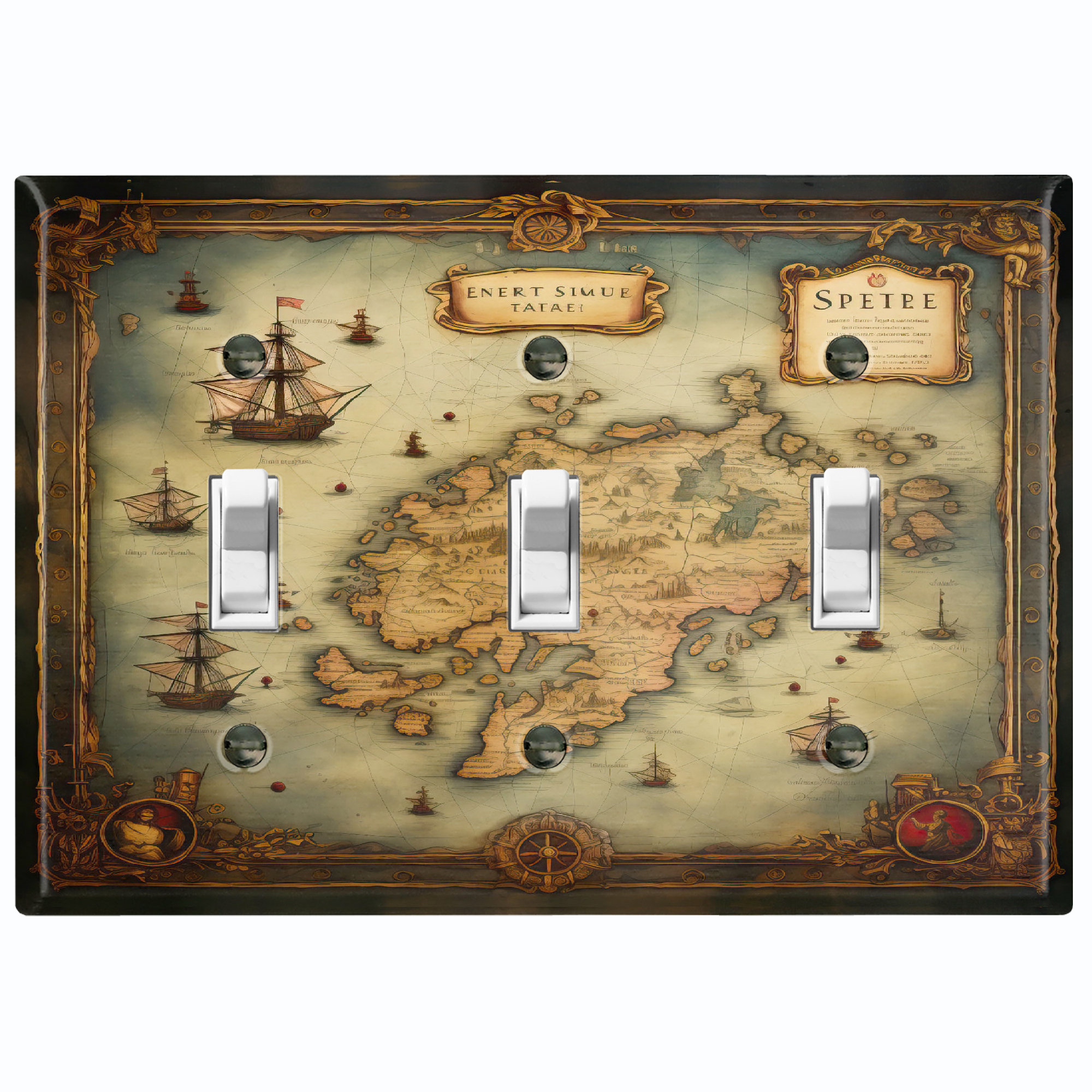 WorldAcc Metal Light Switch Plate Outlet Cover (Ship Travel World Map ...