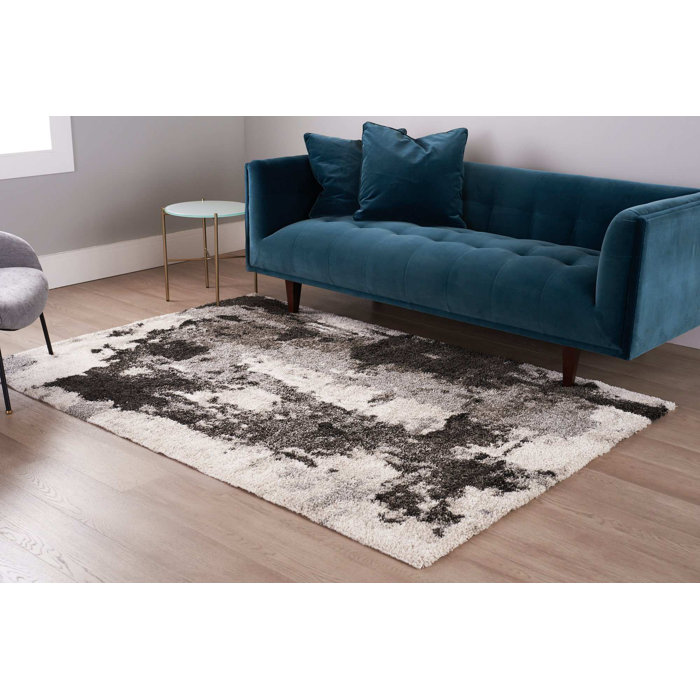 17 Stories Performance Ivory/Black Rug | Wayfair