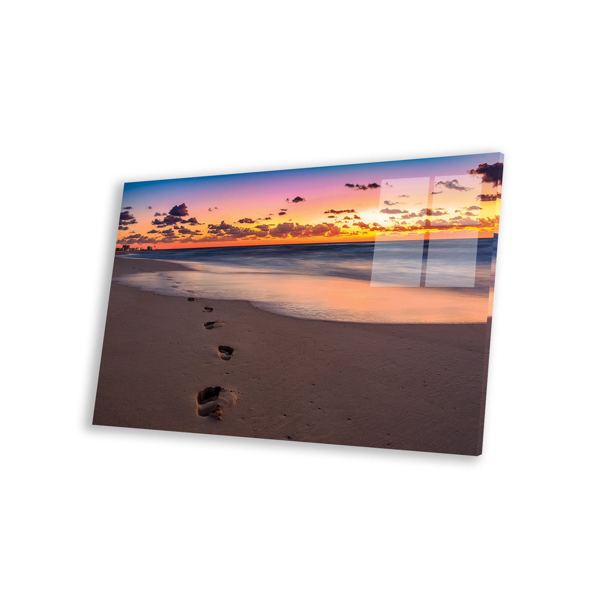 Highland Dunes Footsteps At Sunrise On Plastic/Acrylic by Jonathan Ross ...