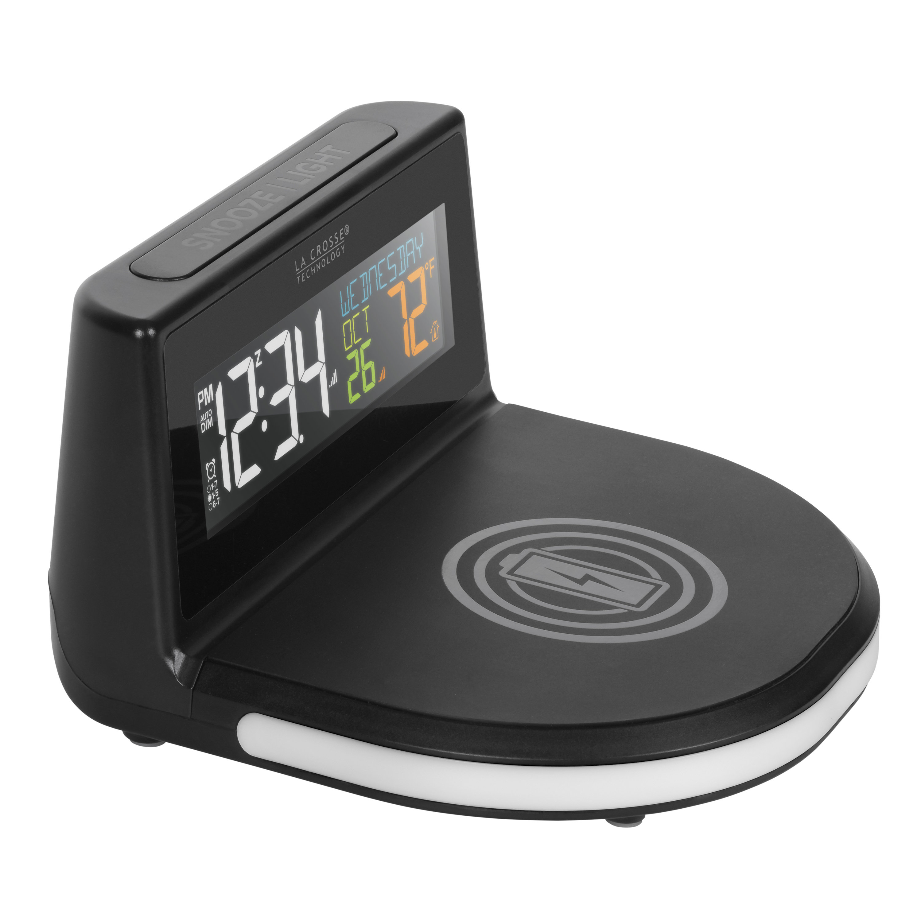 La Crosse Technology Wireless Charging Tabletop Alarm Clock in Black ...