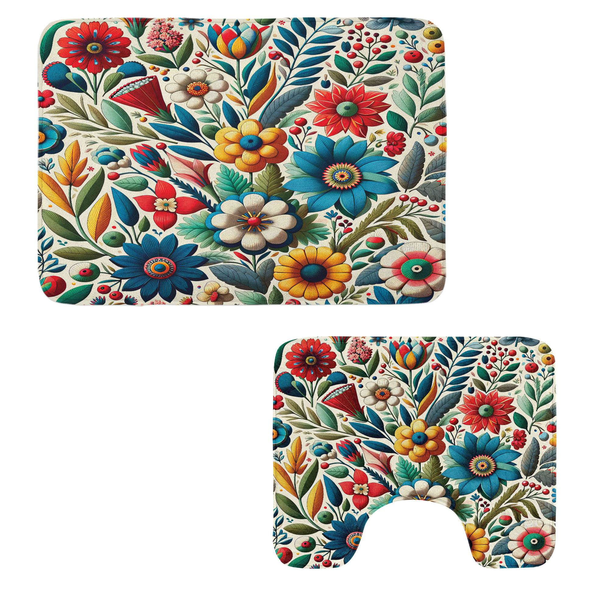 East Urban Home Colorful Bathroom Rug Set 2 Pieces Rectangle & Contour ...