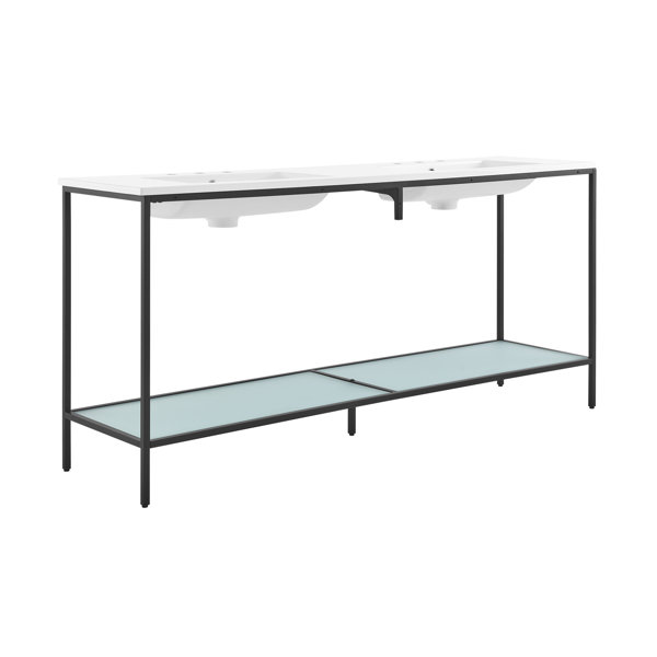 Swiss Madison Pierre 72 Double, Freestanding, Open Shelf, Matte Black ...